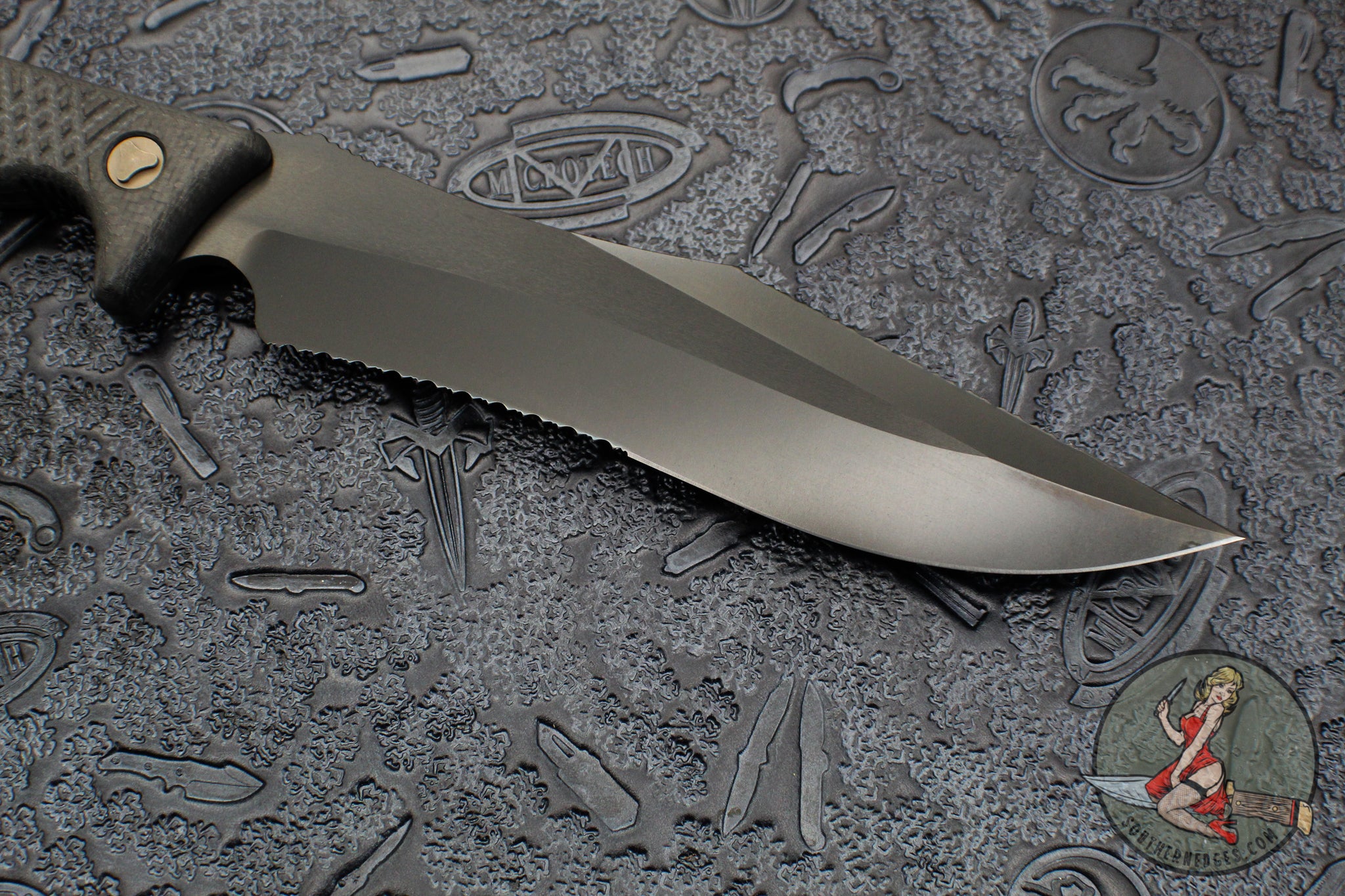 Microtech Arbiter Fixed Blade Knife- Carbon Fiber Scales- DLC Black Fu ...