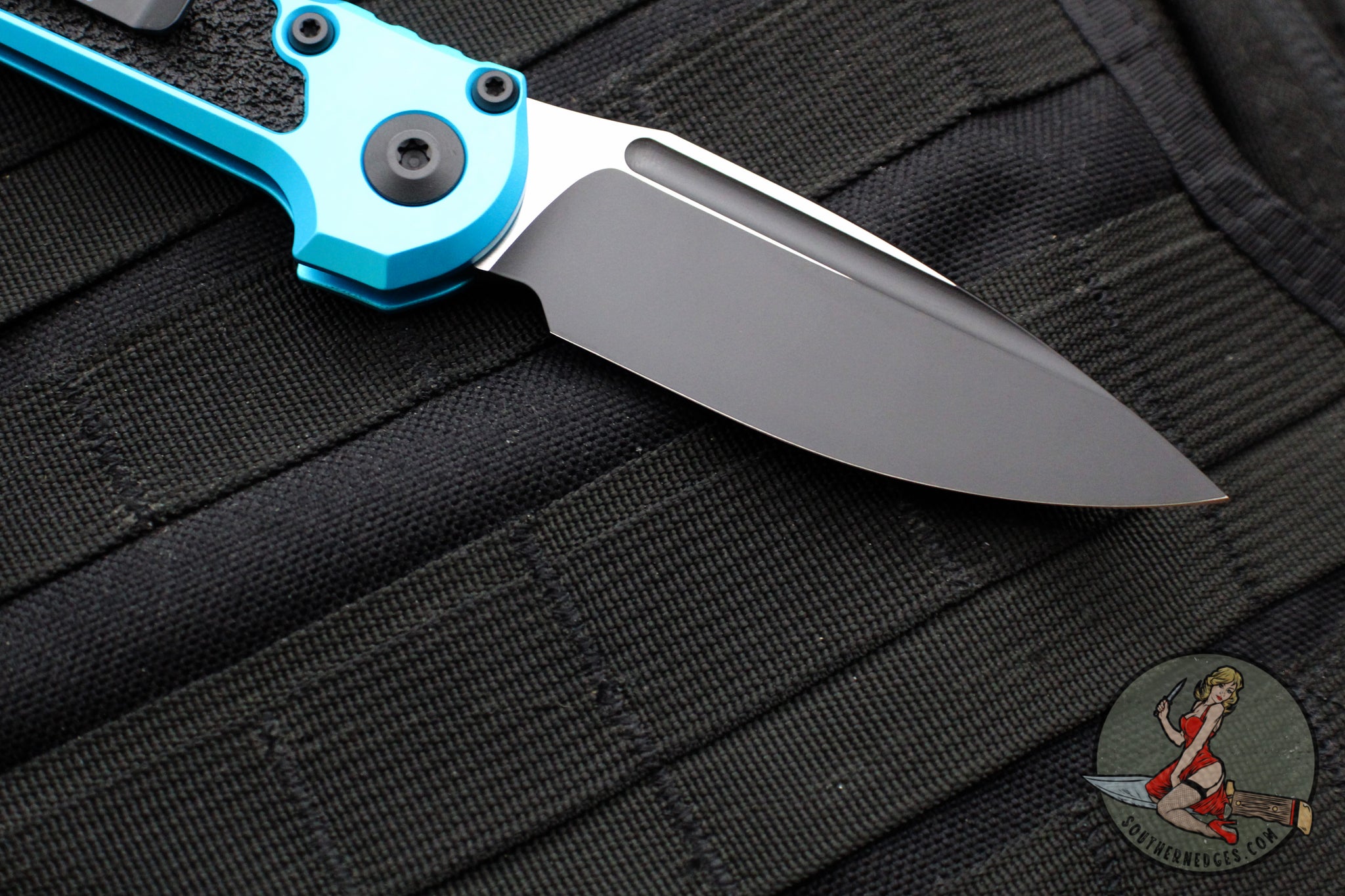 Microtech 2024 Ludt Ots Knife Turquoise Finished Handle Black Plain