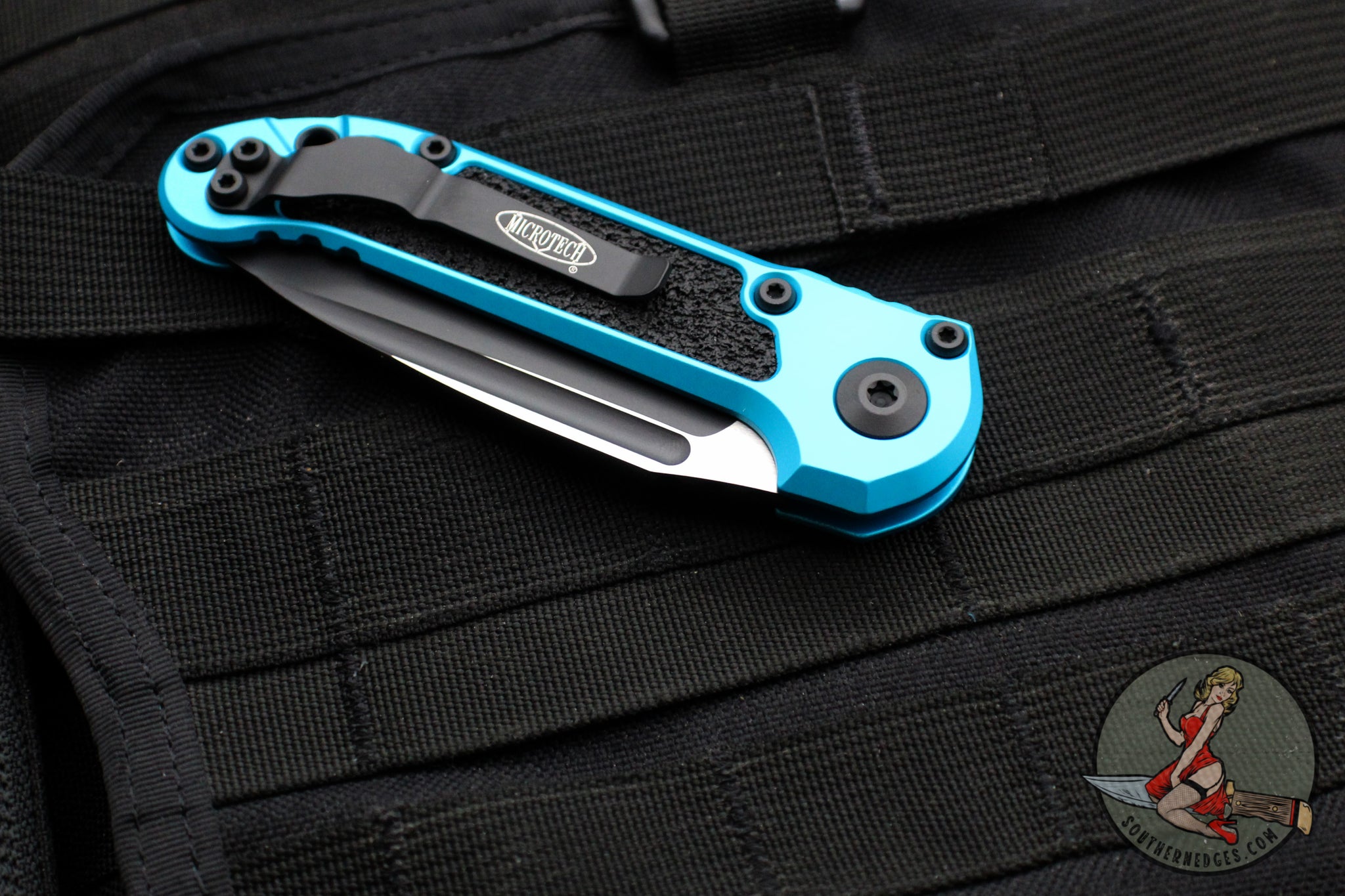 Microtech 2024 LUDT OTS Knife- Turquoise Finished Handle- Black Plain | Southern Edges