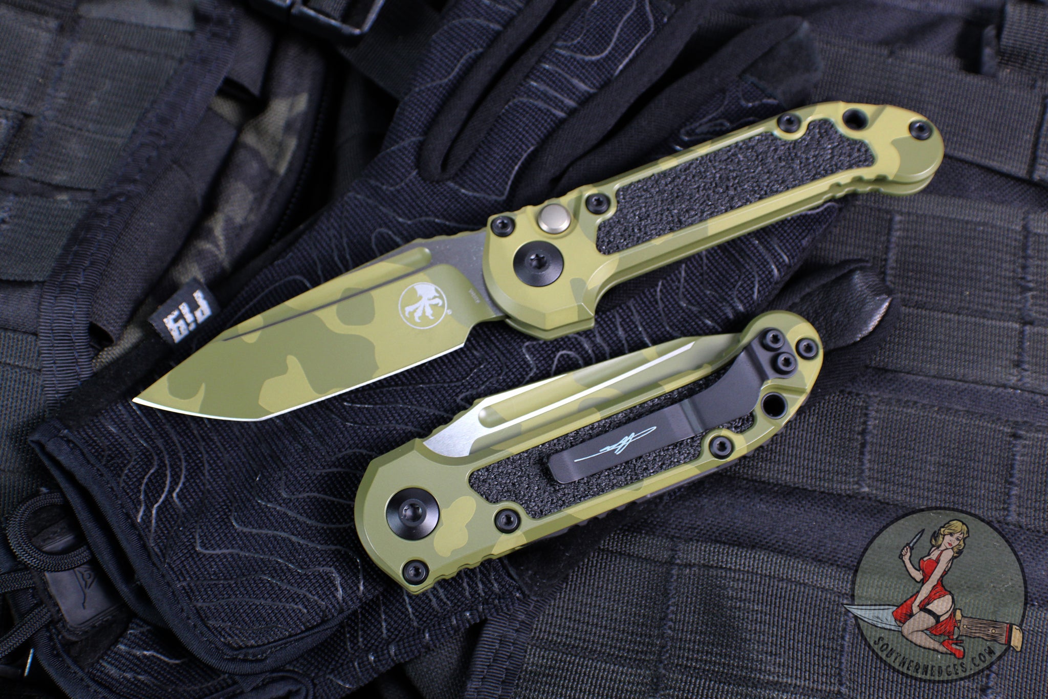 Microtech LUDT OTS Knife- Bazooka Camo Finished Handle- Bazooka Camo F ...