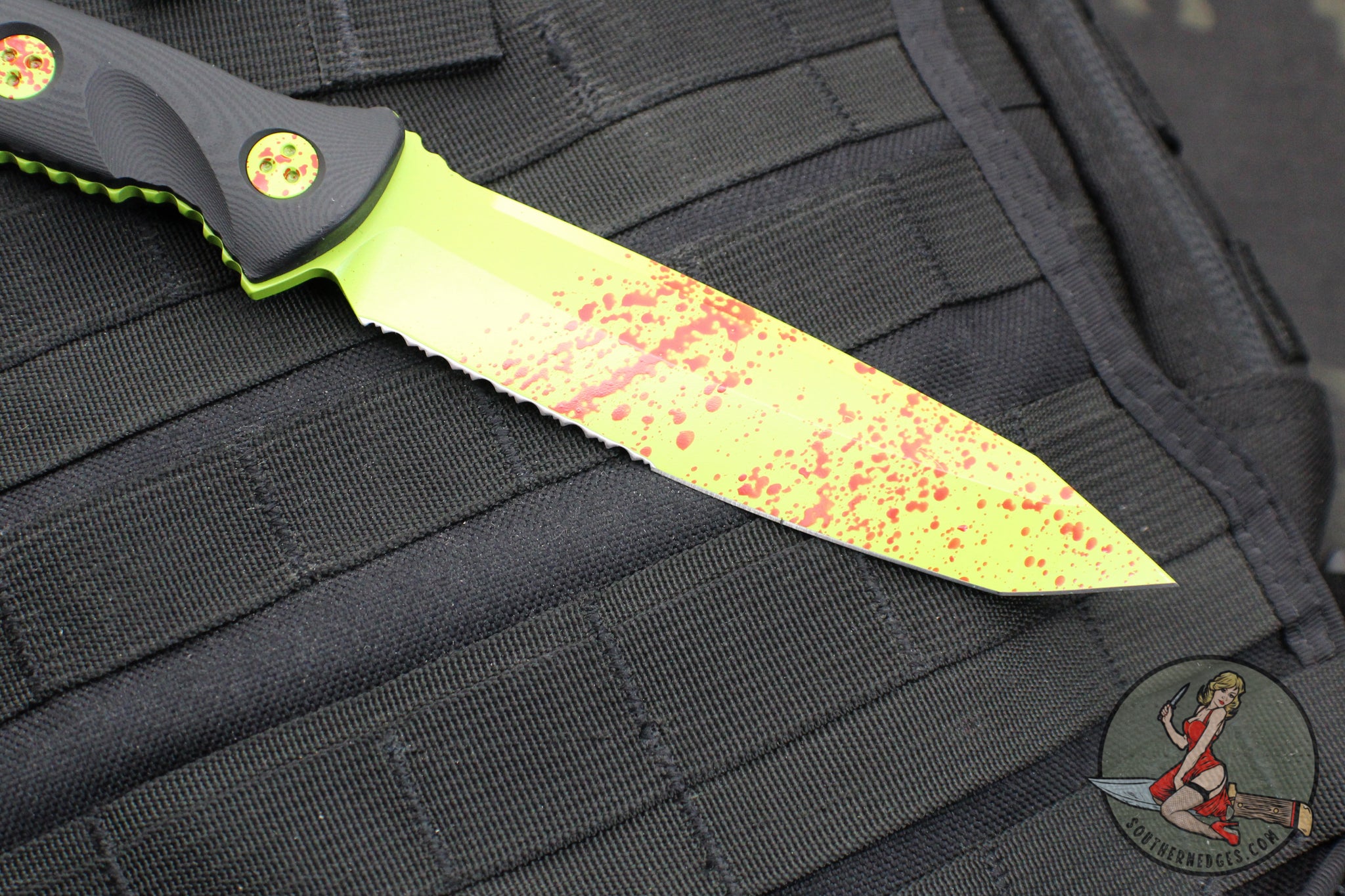 Microtech Socom Alpha- Tanto Edge- Black G-10 Handle With Zombietech F ...