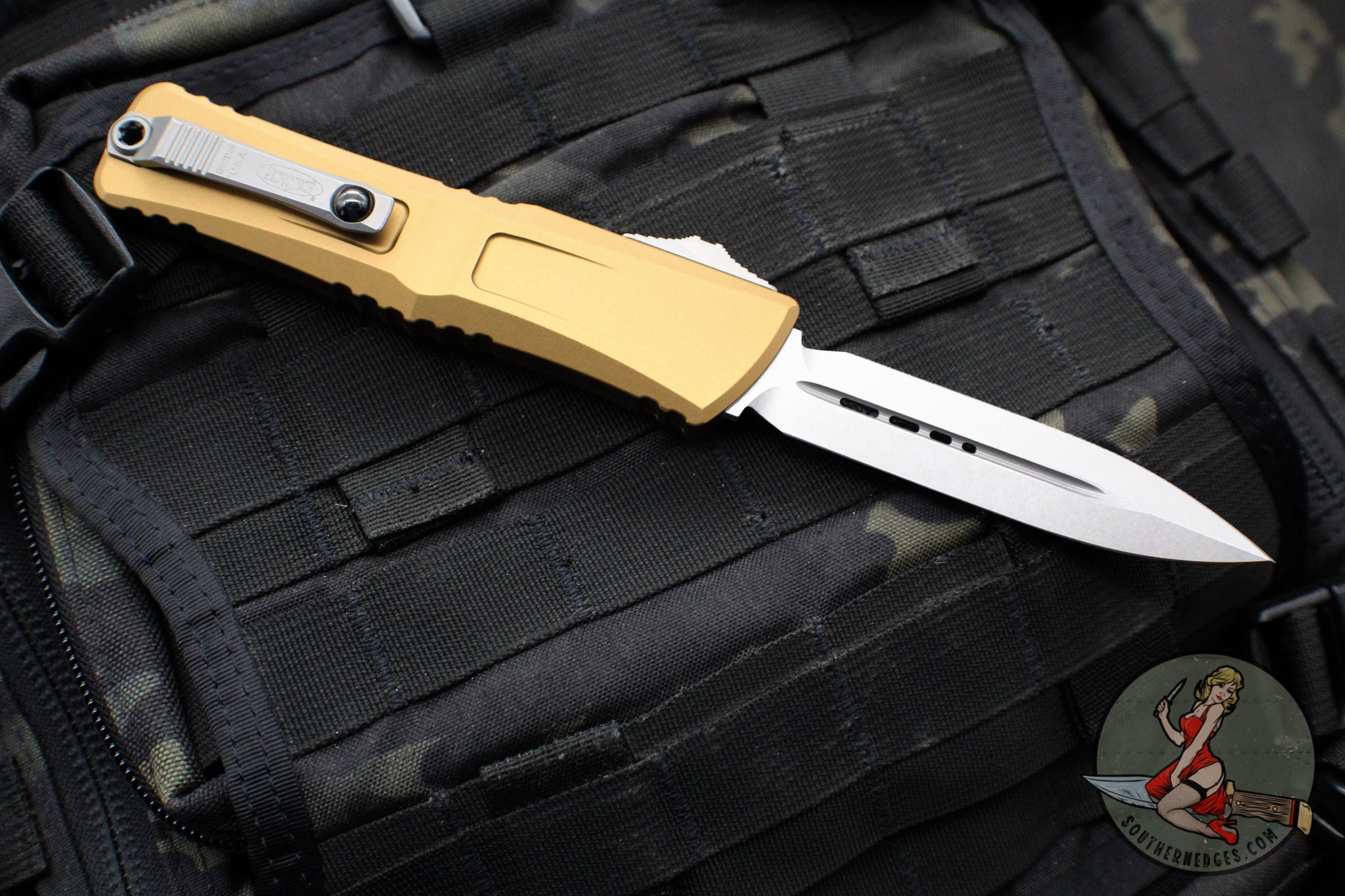Microtech Combat Troodon Gen III OTF Knife- Double Edge- Tan Handle- S ...