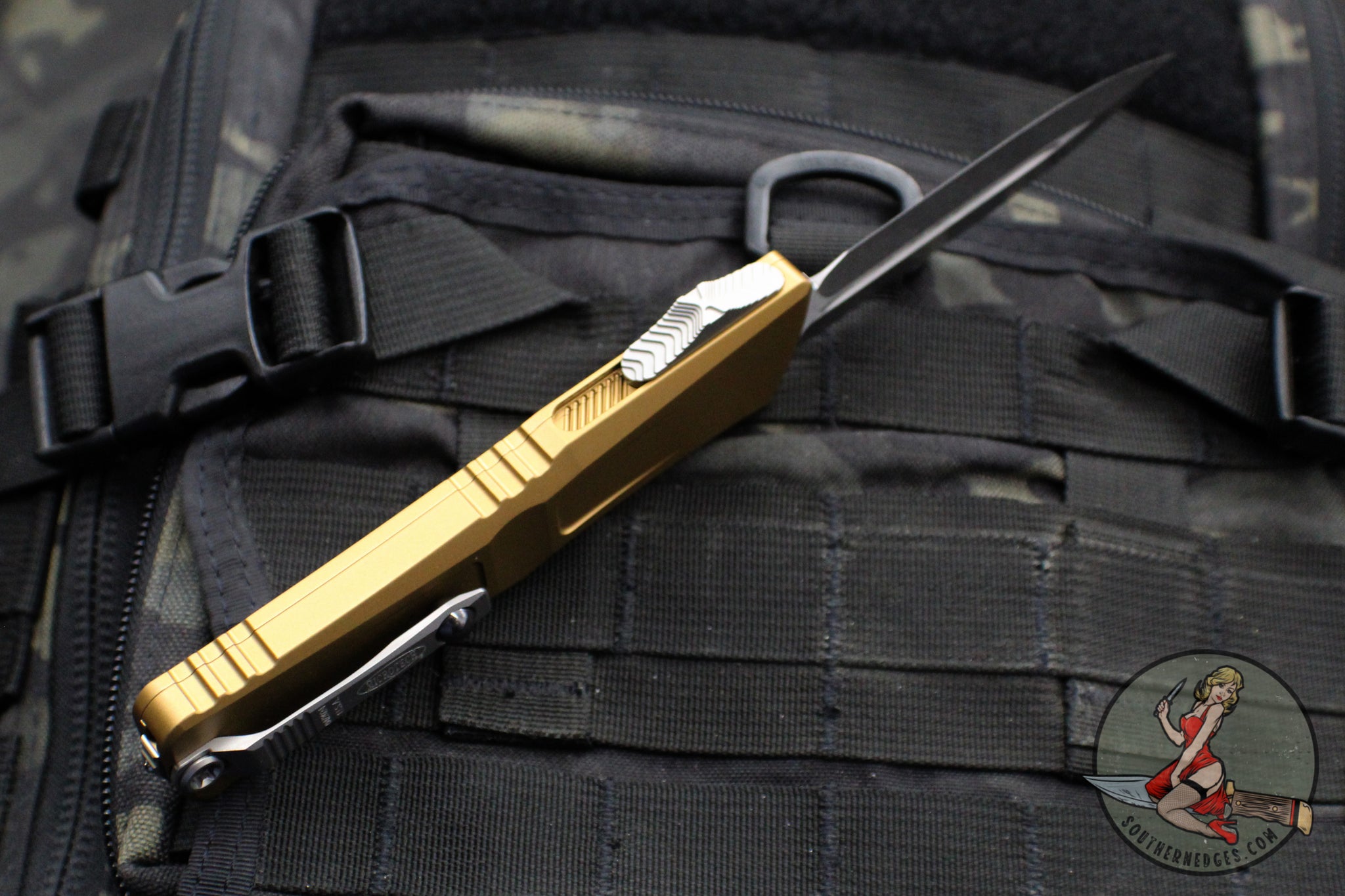 Microtech Combat Troodon Gen III OTF Knife- Double Edge- Tan Handle- S ...