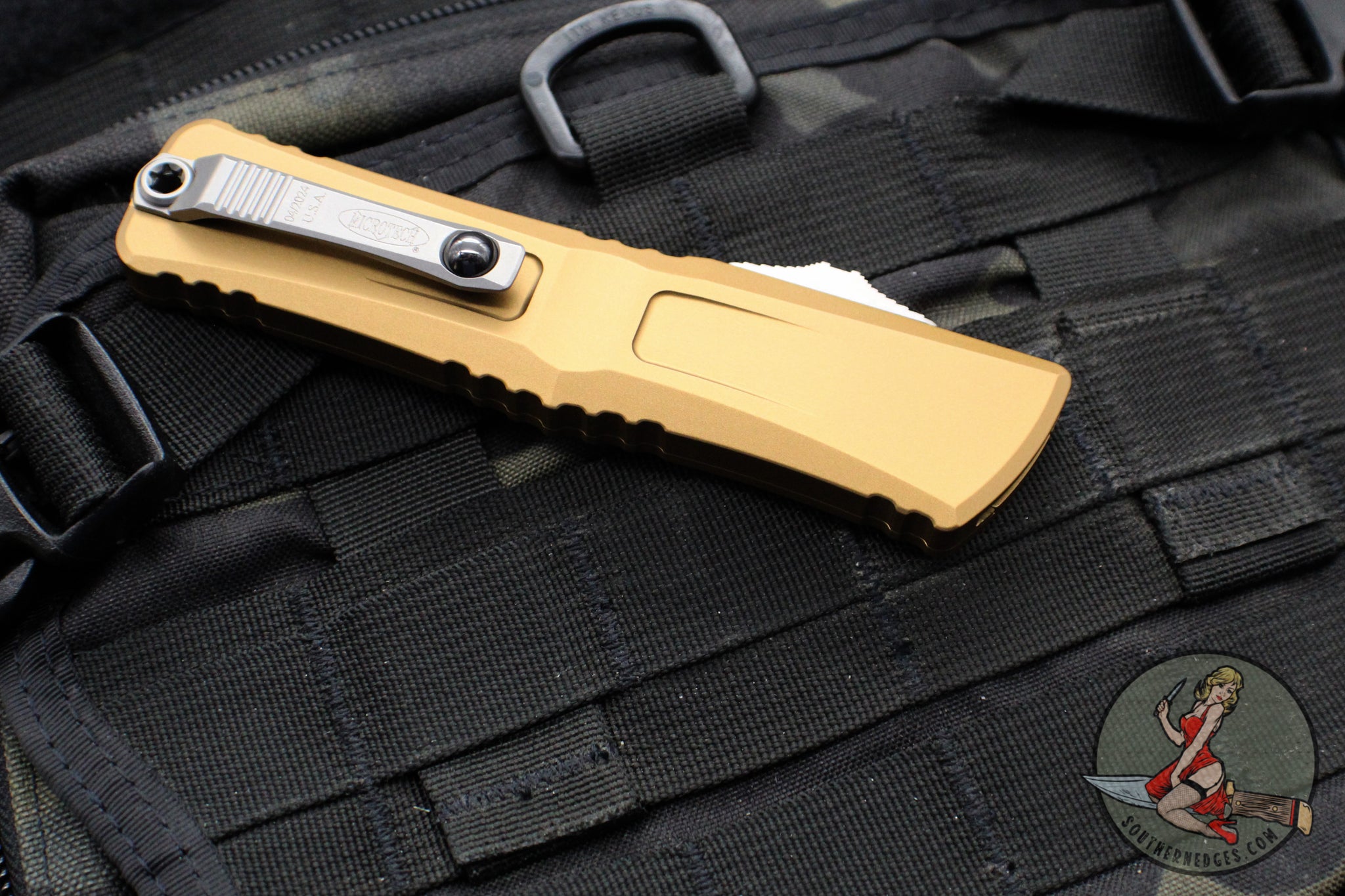 Microtech Combat Troodon Gen III OTF Knife- Double Edge- Tan Handle- S ...