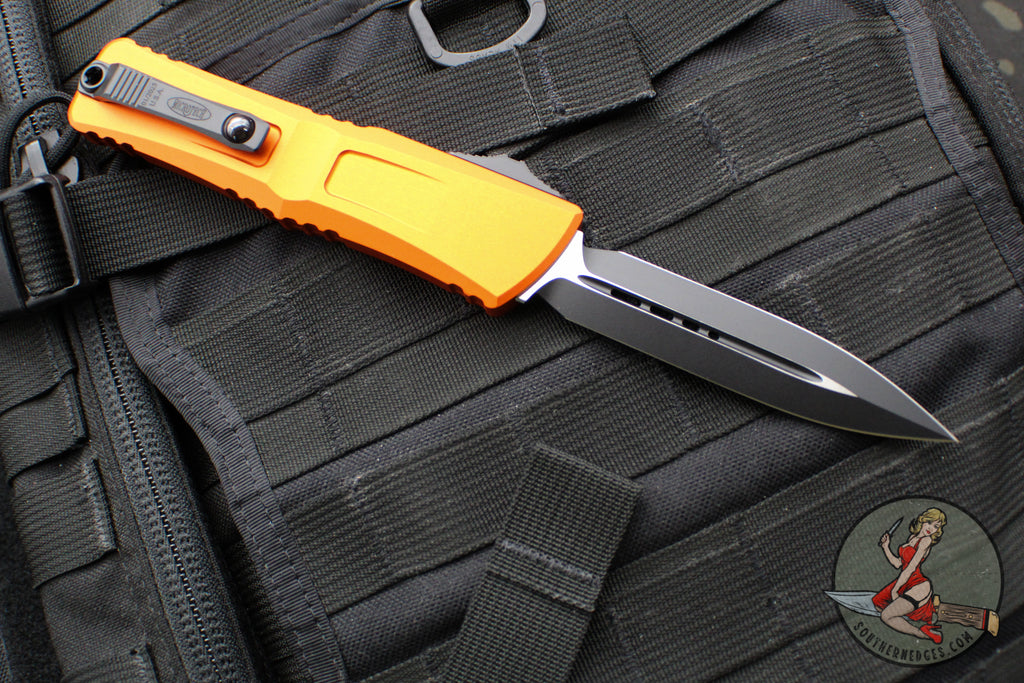 Microtech Combat Troodon Gen III OTF Knife- Double Edge- Orange Handle ...