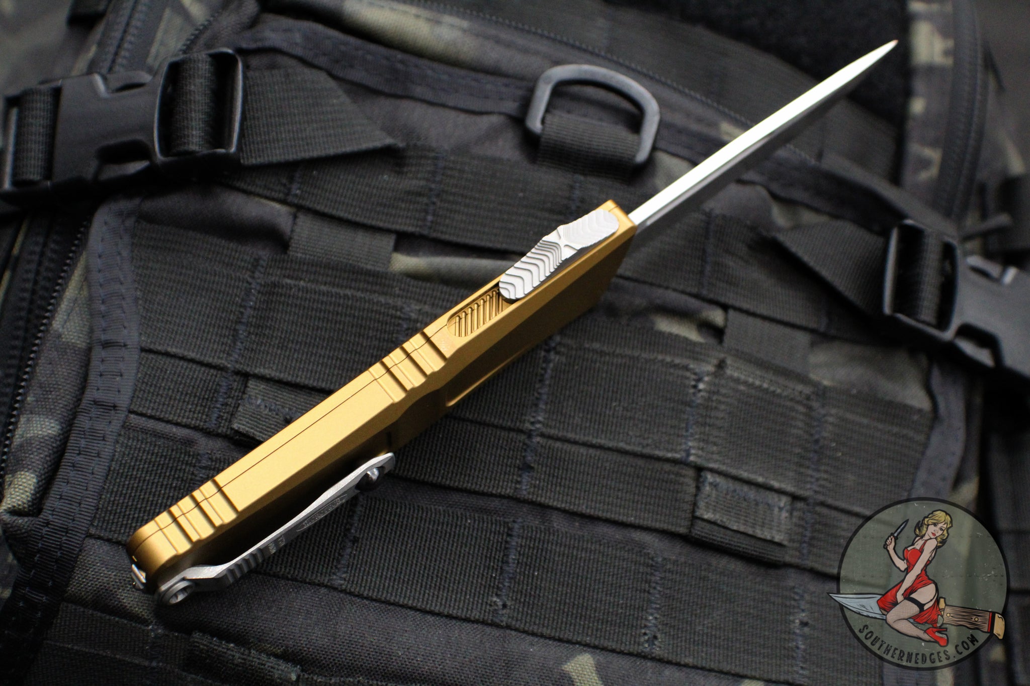 Microtech Combat Troodon Gen III OTF Knife- Single Edge- Tan Handle- A ...