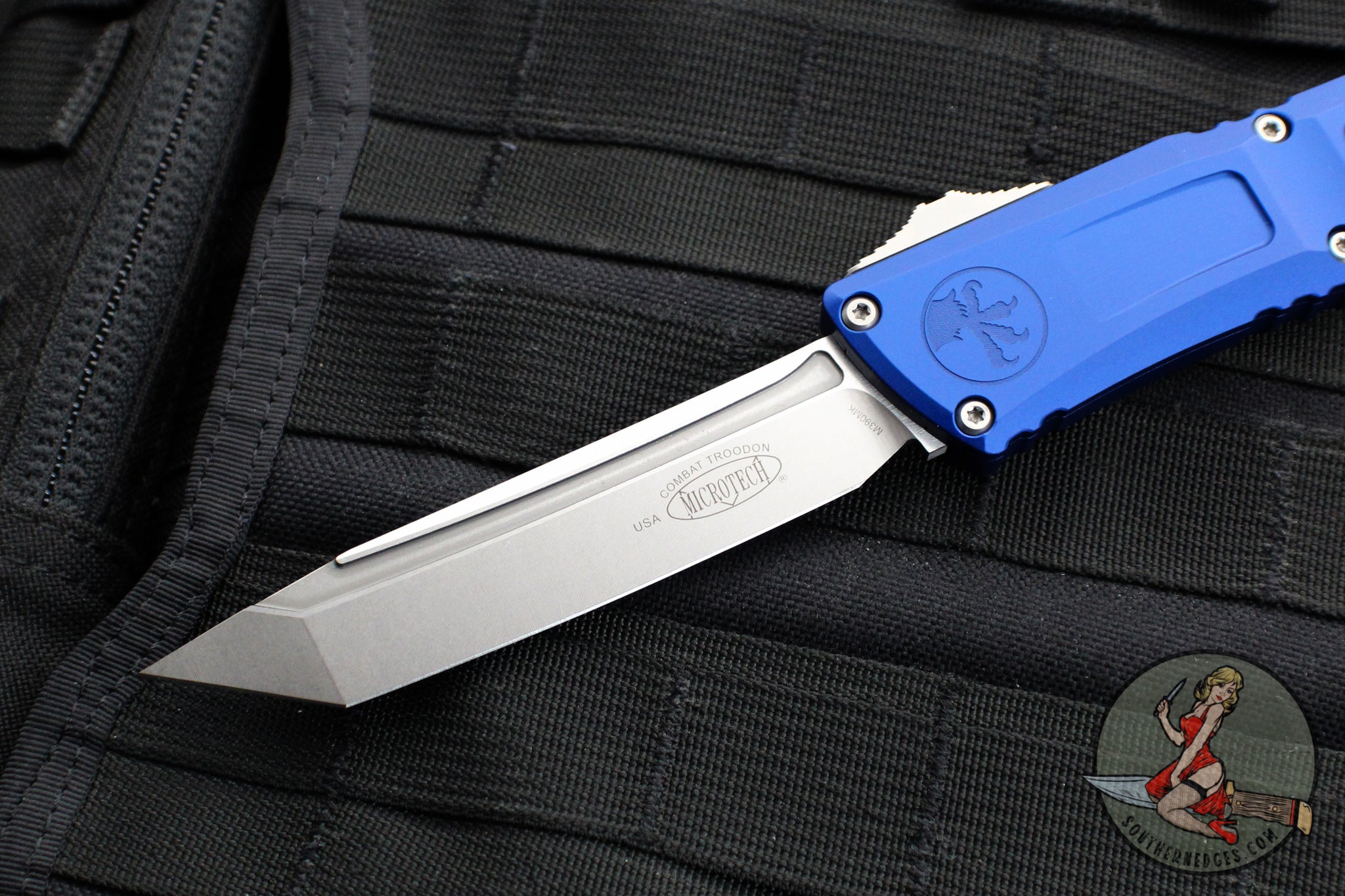 Microtech Combat Troodon Gen III OTF Knife- Tanto Edge- Navy Blue Fini ...