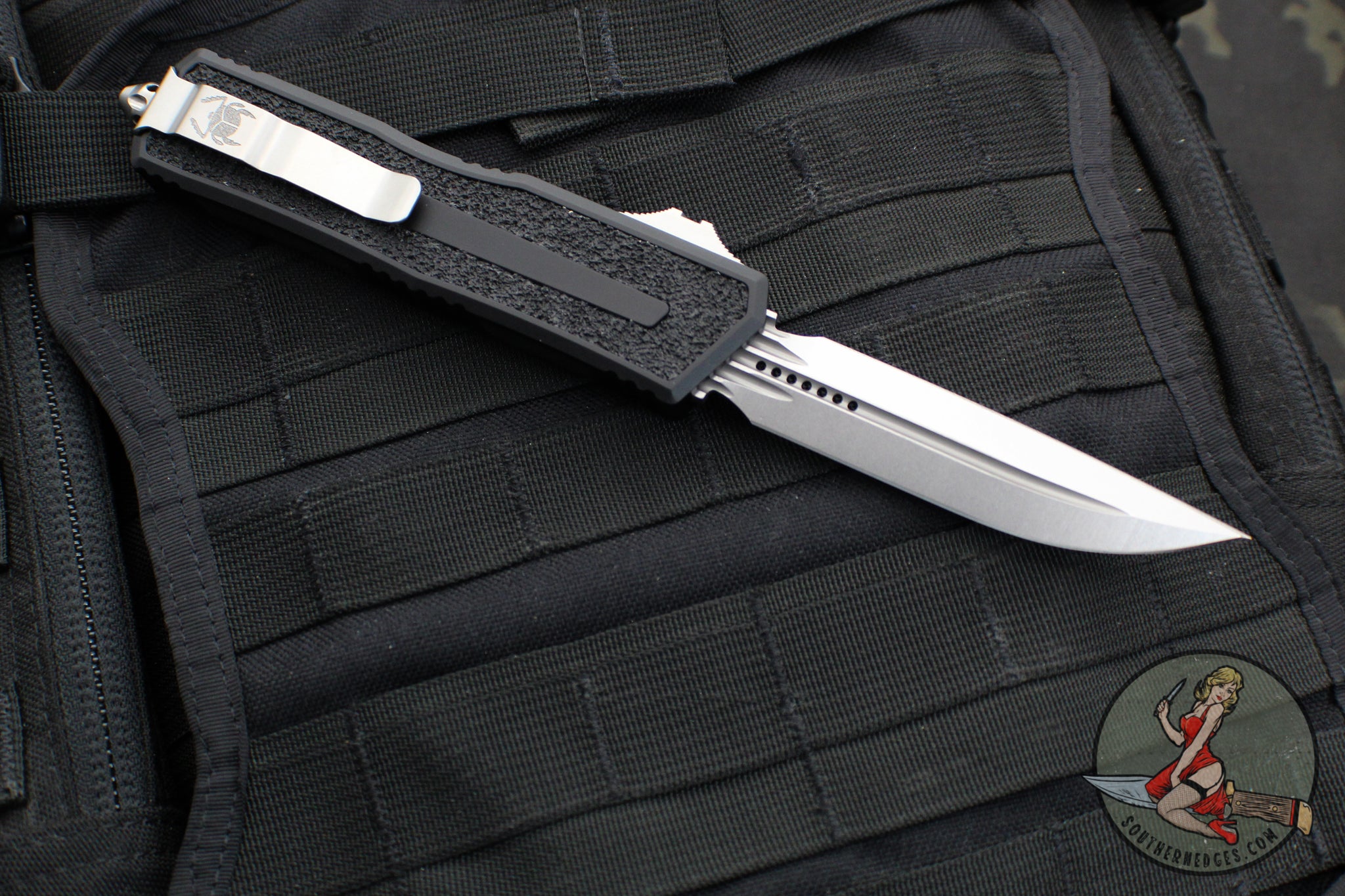 Microtech Scarab II- D/E-S Double/Single Edge- Black Handle- Stonewash ...