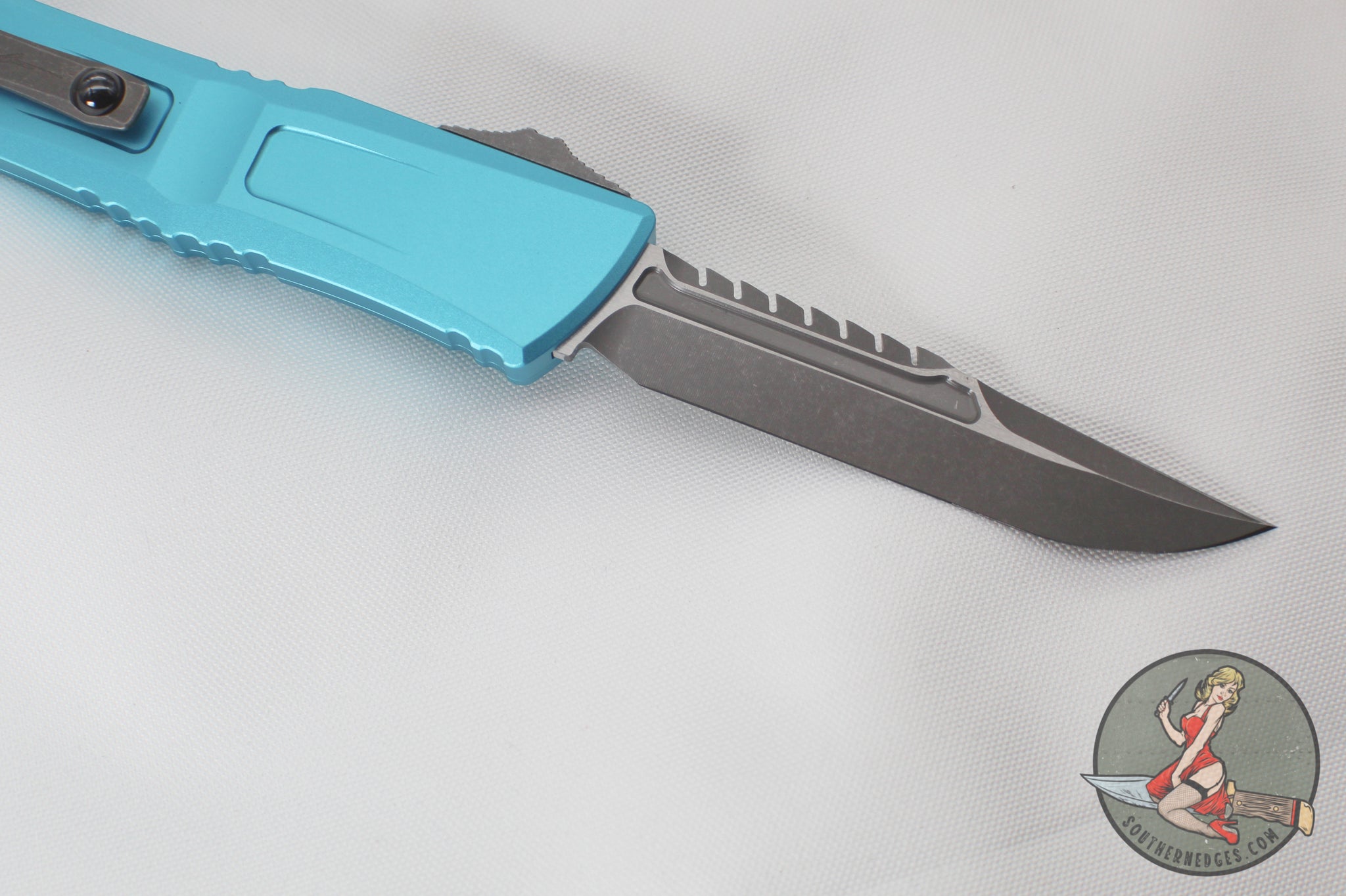 Microtech Combat Troodon Gen III OTF Knife- Interceptor Edge- Turquois ...