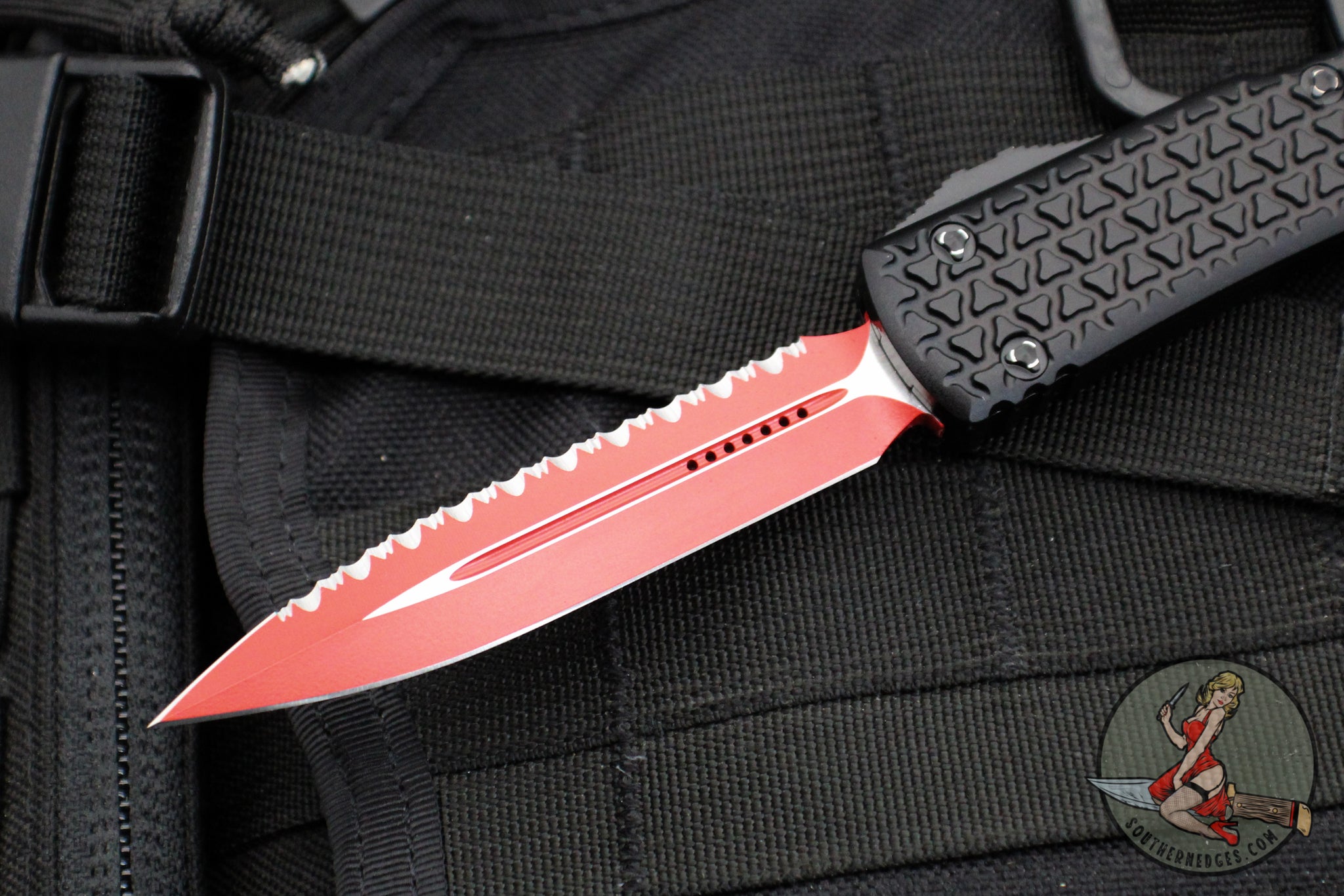 Microtech Sith Lord Ultratech OTF Knife- Double Edge- Black Tri-Grip H ...