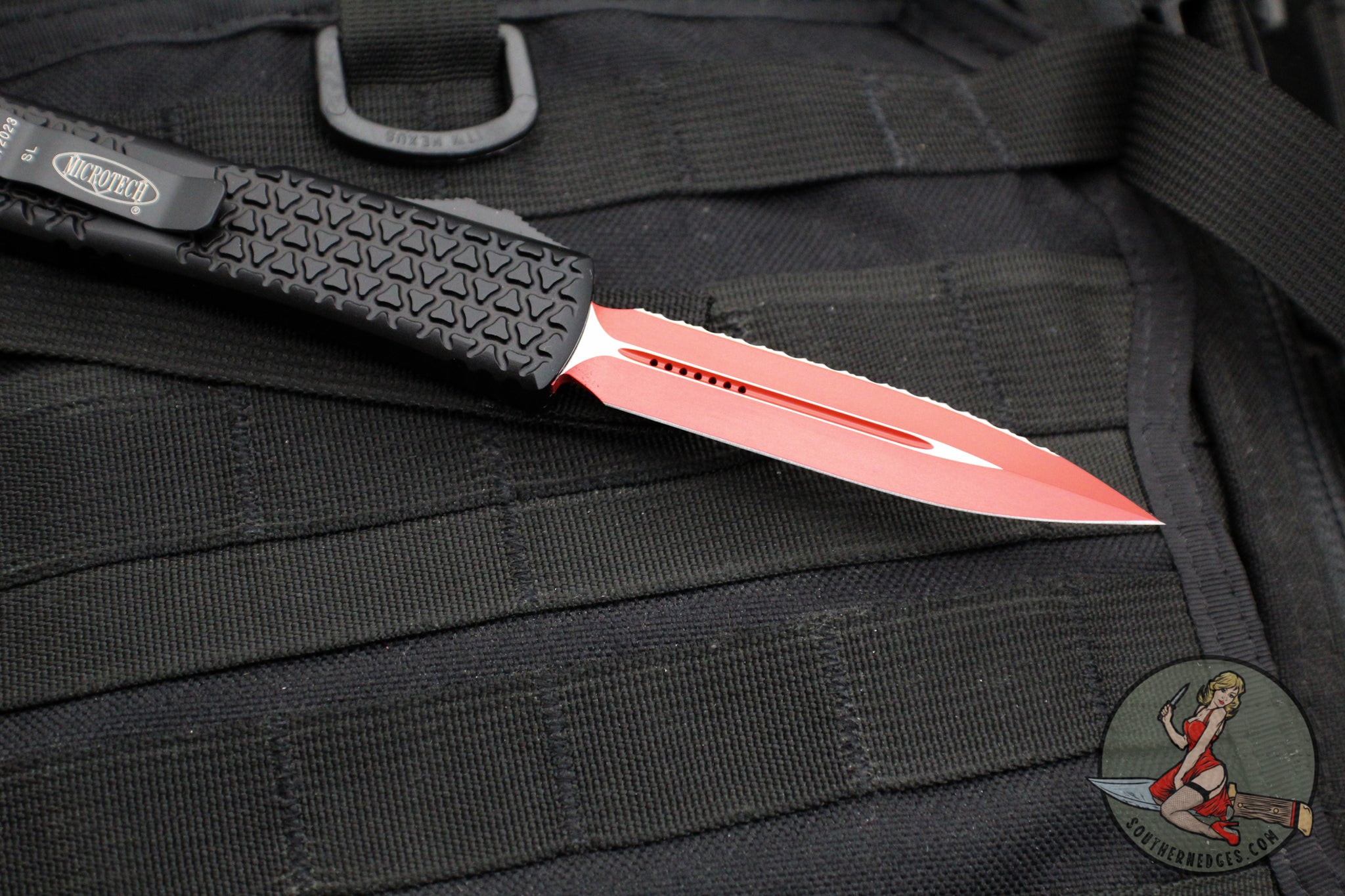 Microtech Sith Lord Ultratech OTF Knife- Double Edge- Black Tri-Grip H ...