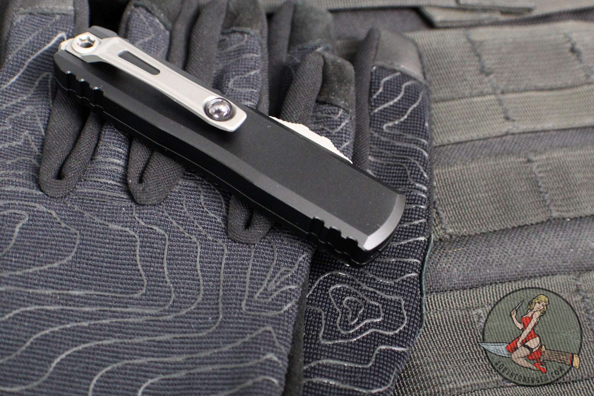 Microtech UTX-85 OTF Knife- GEN IV- Double Edge- Black Handle- Stonewa ...