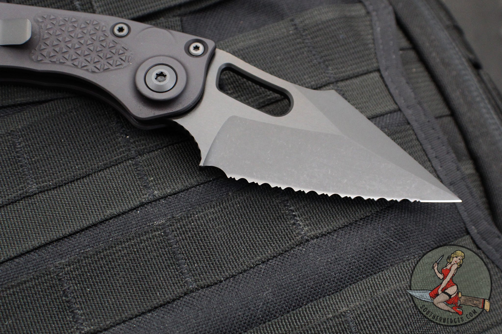 Microtech Stitch OTS Auto Knife- Shadow Edition- Black Handle- Black D ...