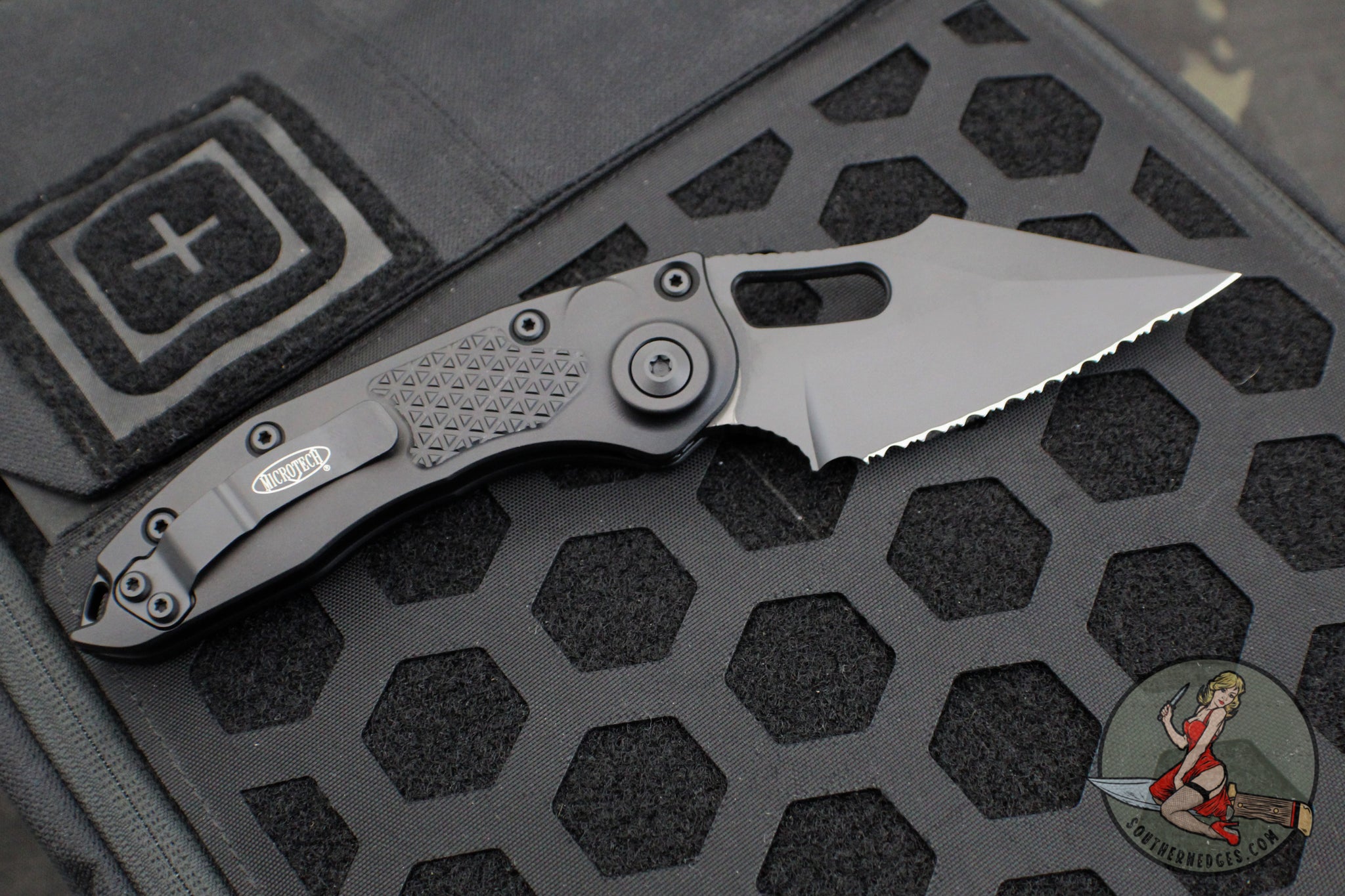 Microtech Stitch OTS Auto Knife- Tactical- Black Handle- Black Full Se ...