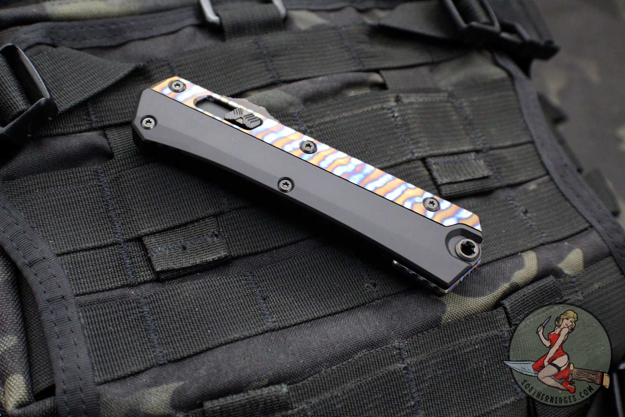 Microtech Glykon OTF Knife- Bayonet Edge- Black Handle With Tony Marfi ...