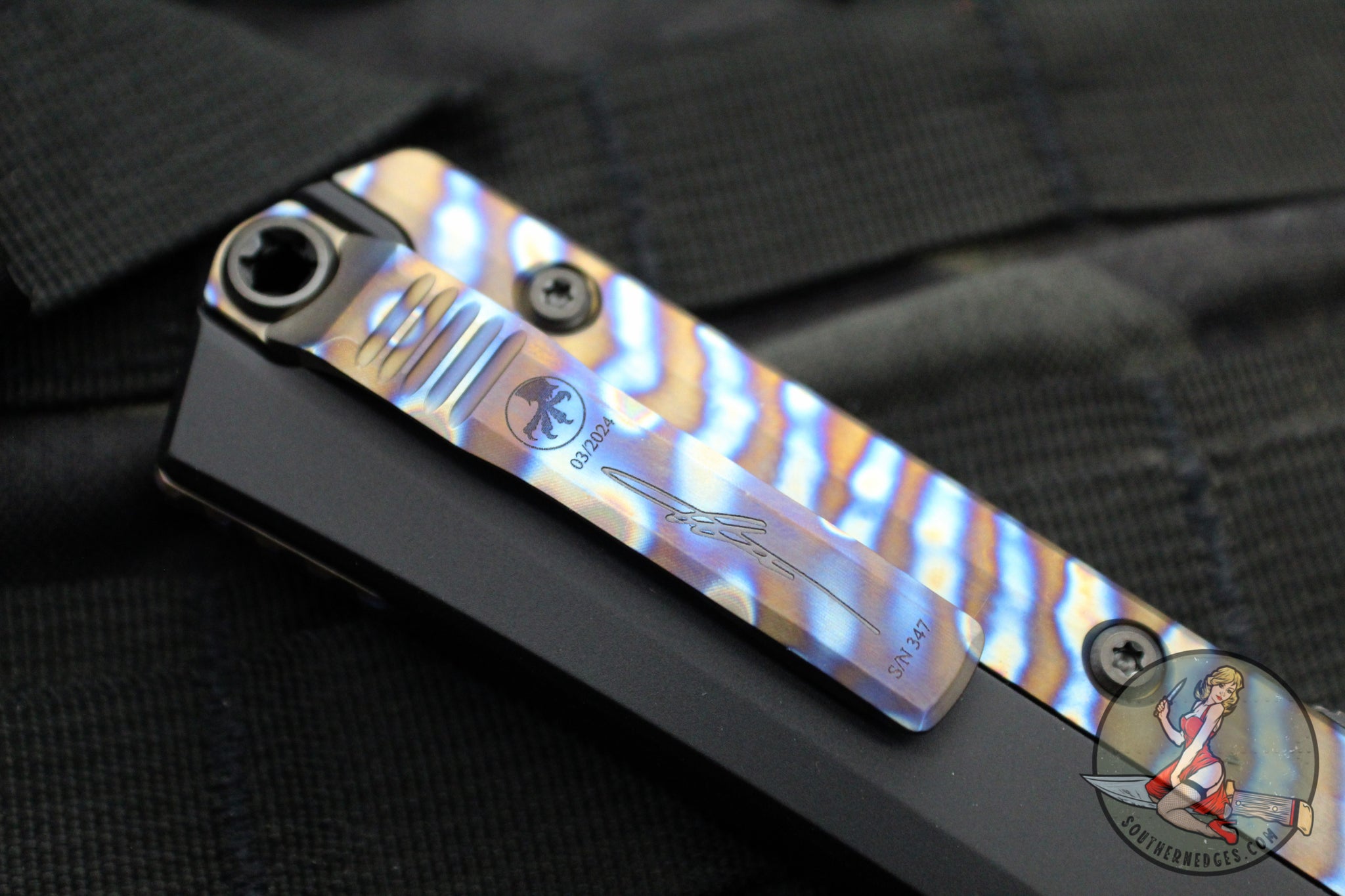 Microtech Glykon OTF Knife- Bayonet Edge- Black Handle With Tony Marfi ...