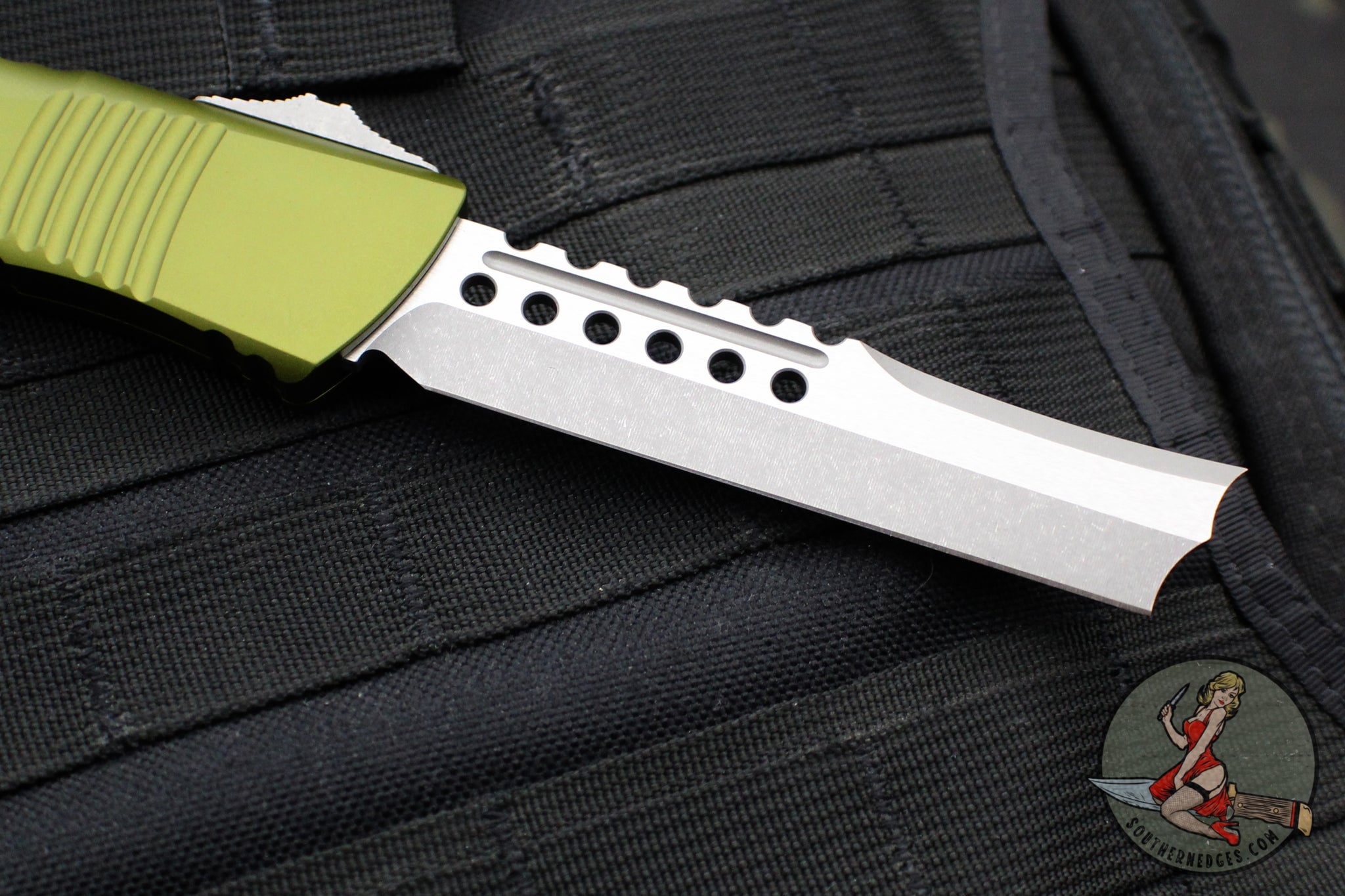 Microtech Combat Hellhound Razor OTF Knife- OD Green Handle- Apocalypt ...