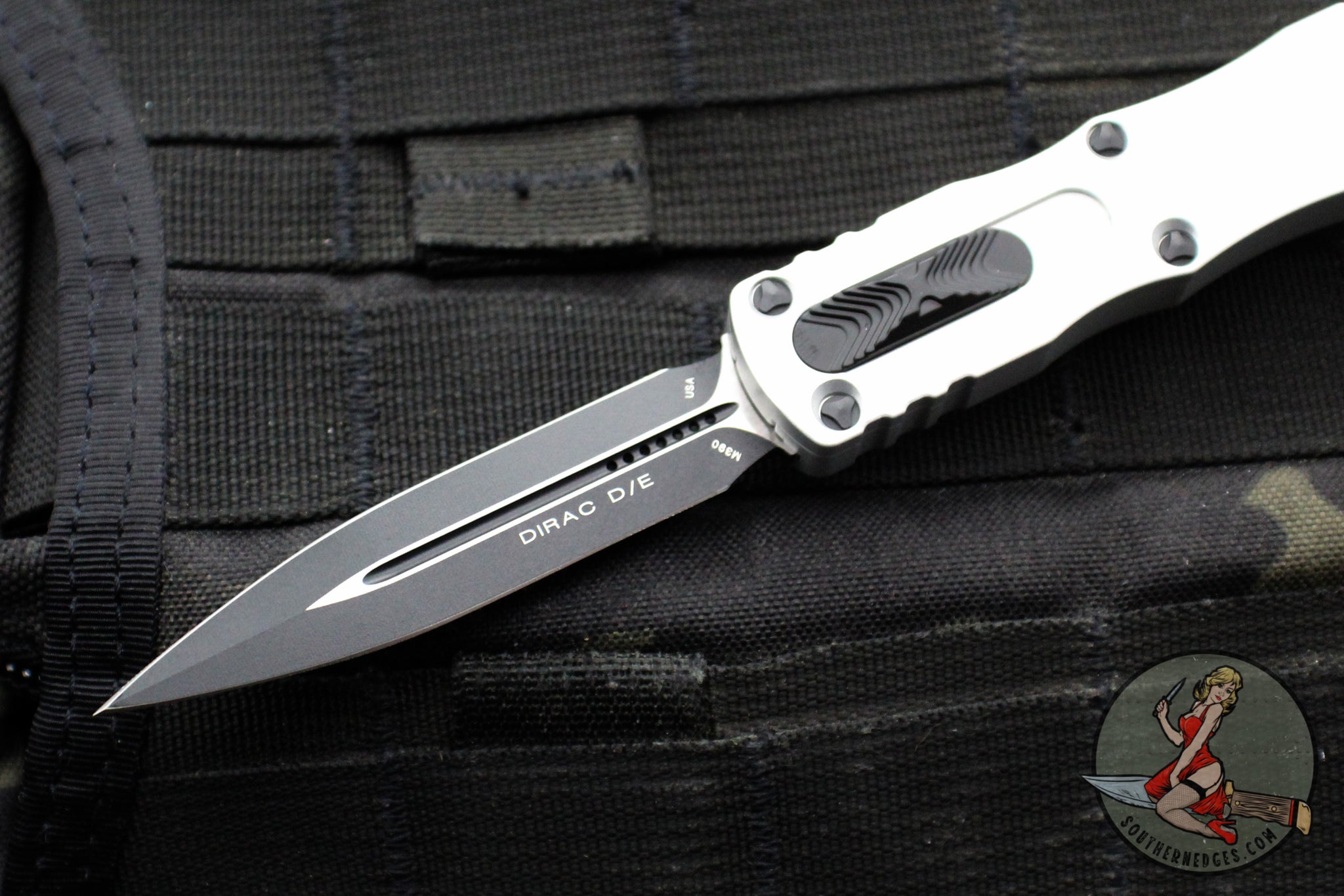 Microtech Dirac OTF Knife- Double Edge- Clear Finished Handle- Black B ...