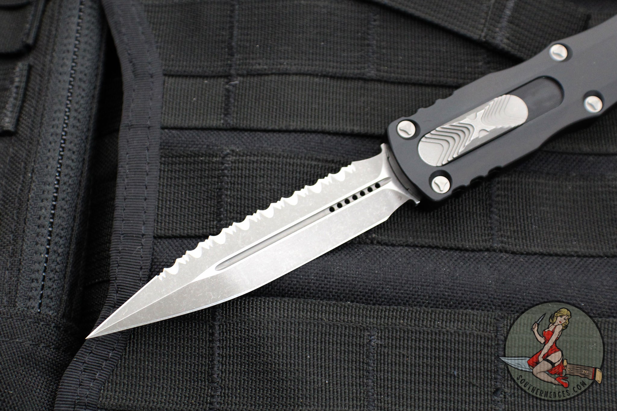 Microtech Dirac Delta OTF Knife- Double Edge- Black Handle- Apocalypti ...