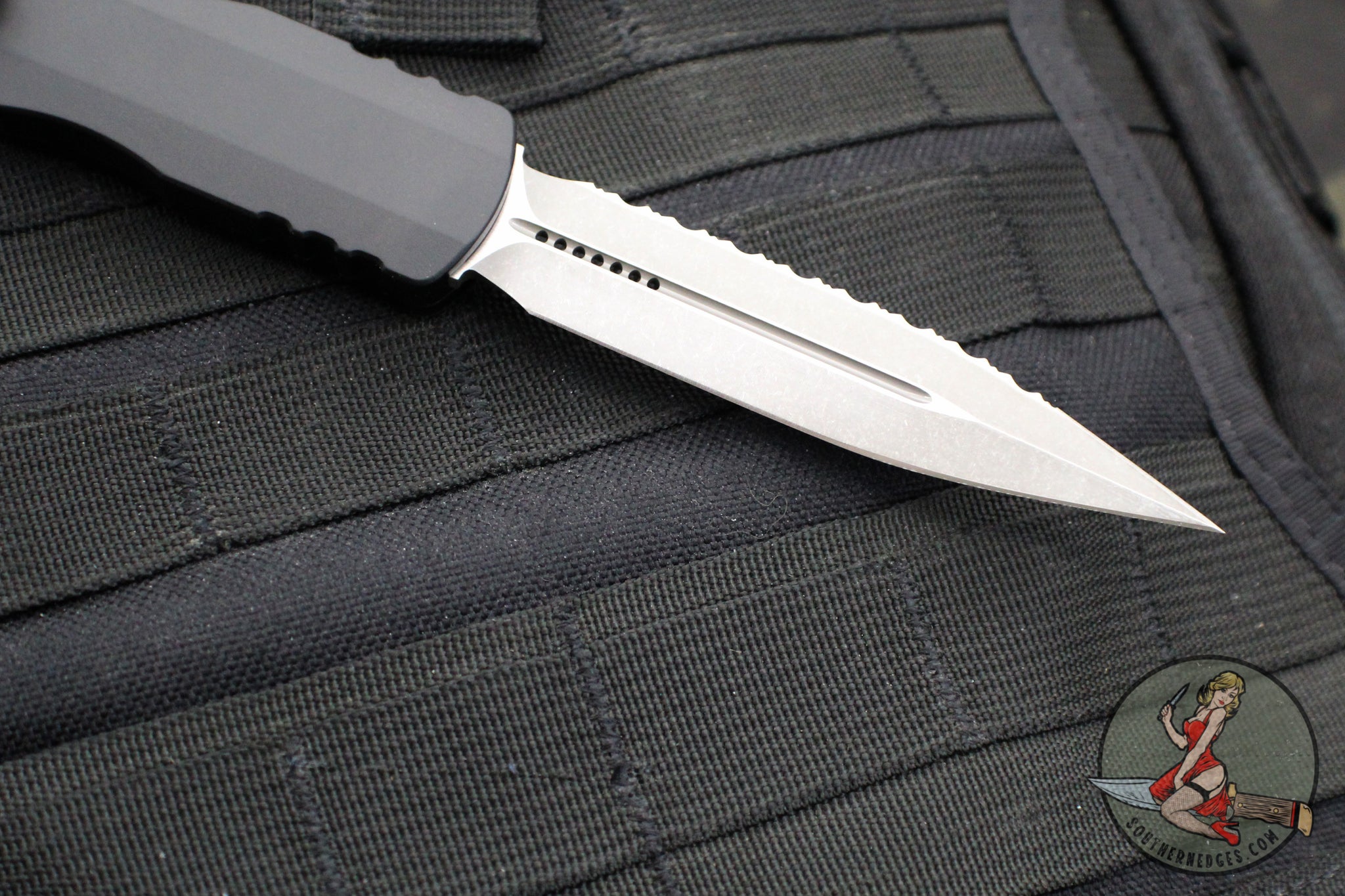 Microtech Dirac Delta OTF Knife- Double Edge- Black Handle- Apocalypti ...