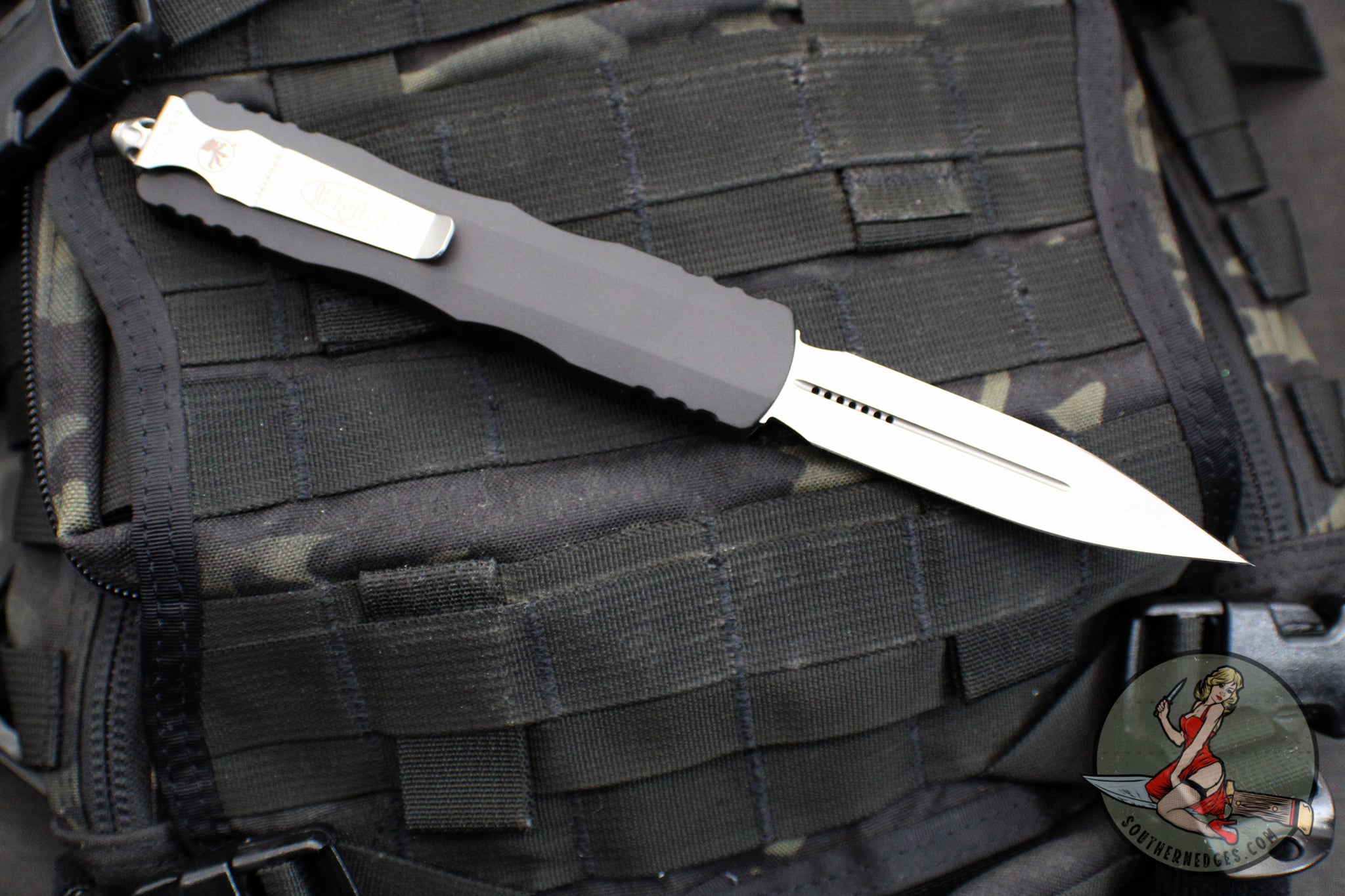 Microtech Dirac Delta OTF Knife- Black Handle- Satin Finished Blade 22 ...