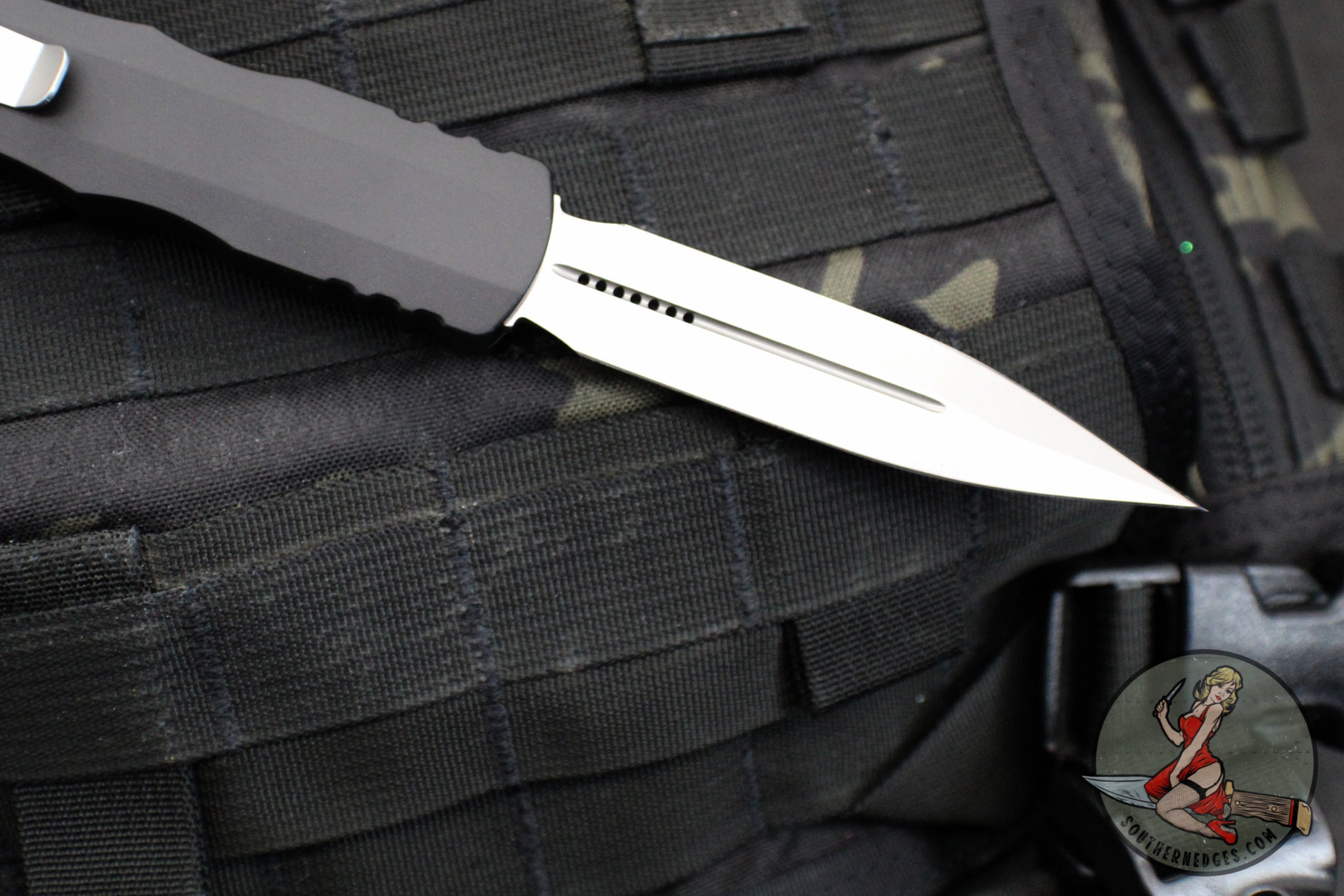 Microtech Dirac Delta OTF Knife- Black Handle- Satin Finished Blade 22 ...
