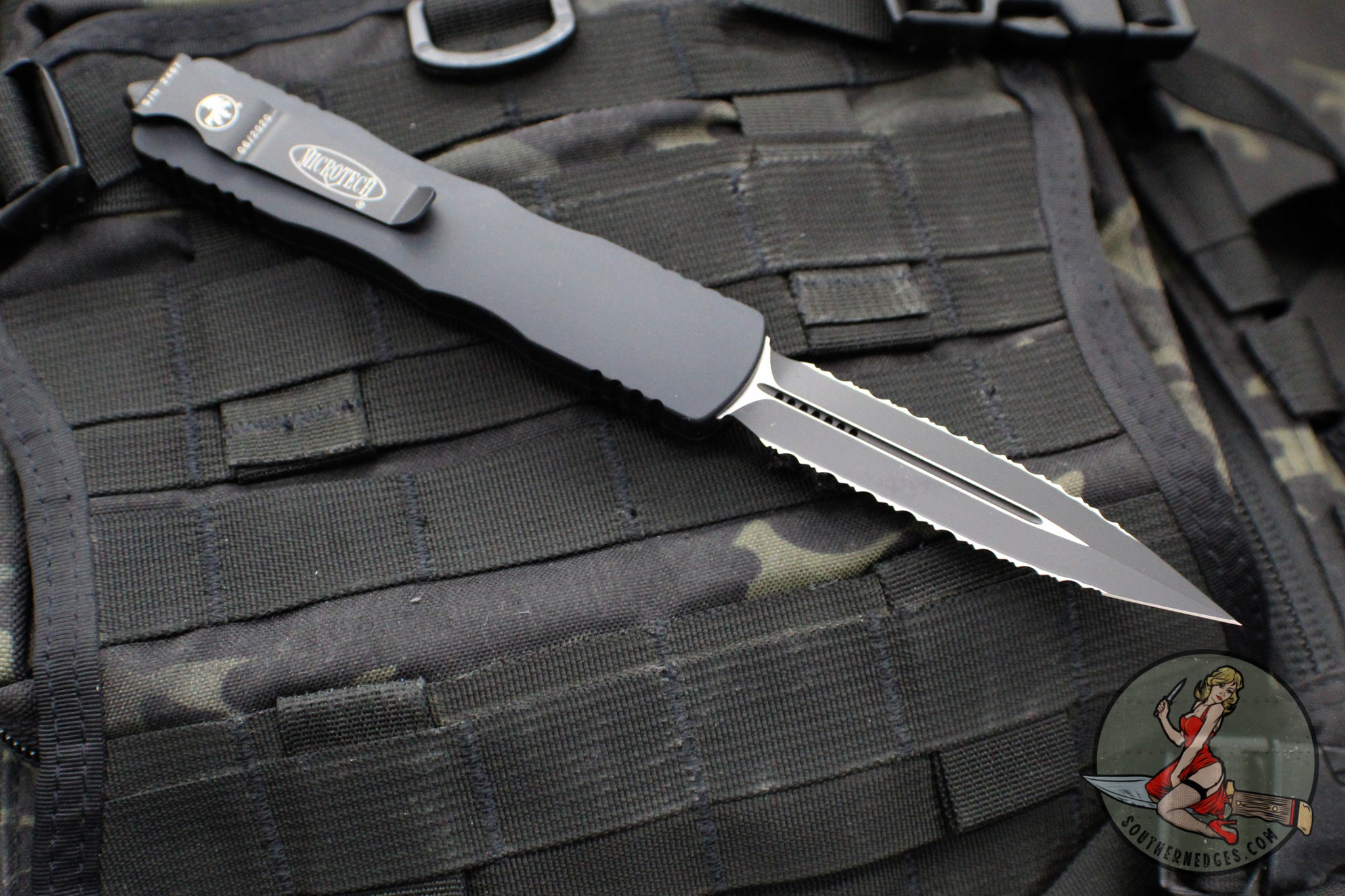 Microtech Dirac Delta OTF Auto Knife- Double Edge- Tactical- Black Han ...