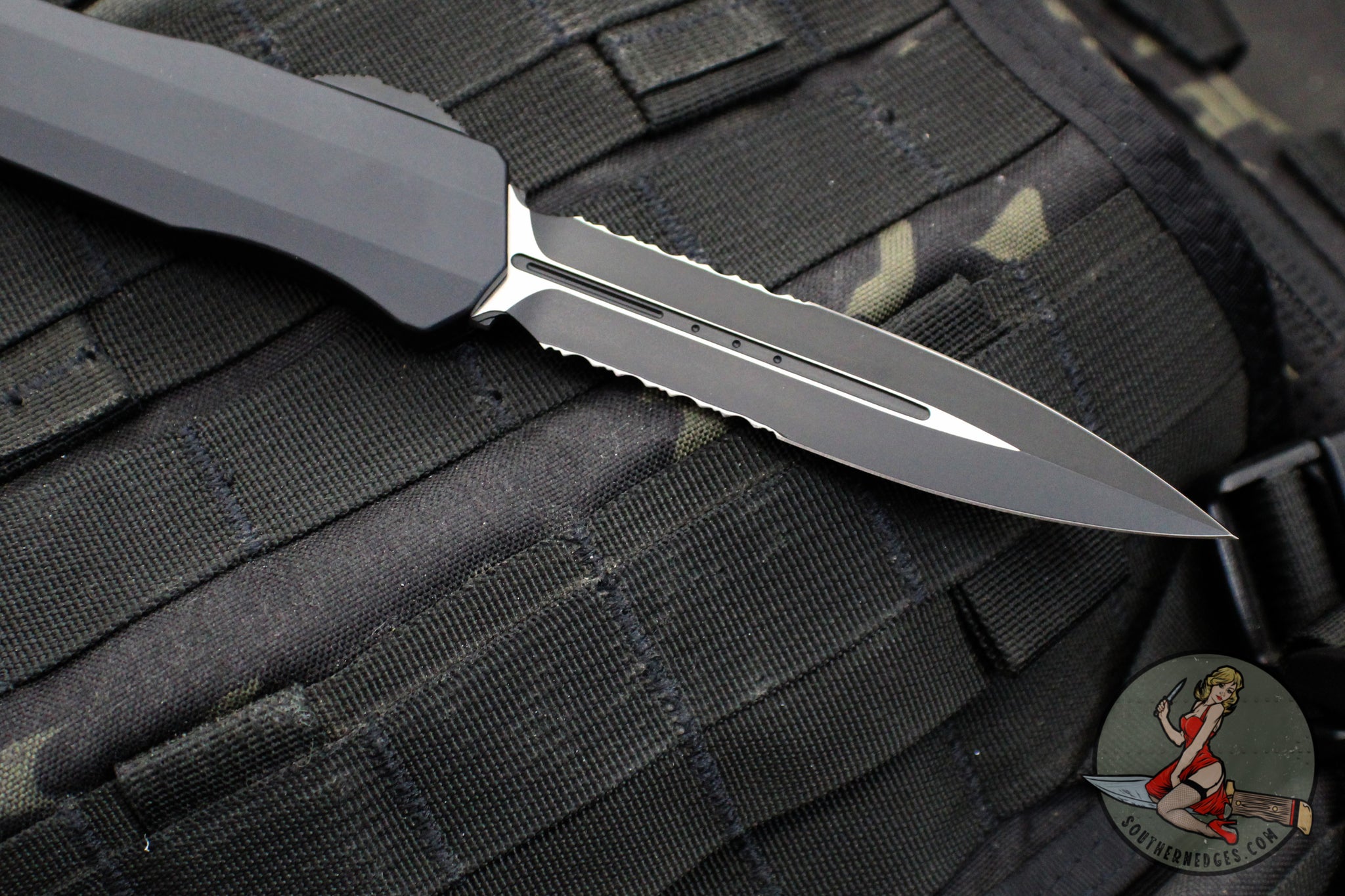 Microtech 2018 Cypher OTF Knife- SMOOTH Body- Tactical- Double Edge- B ...