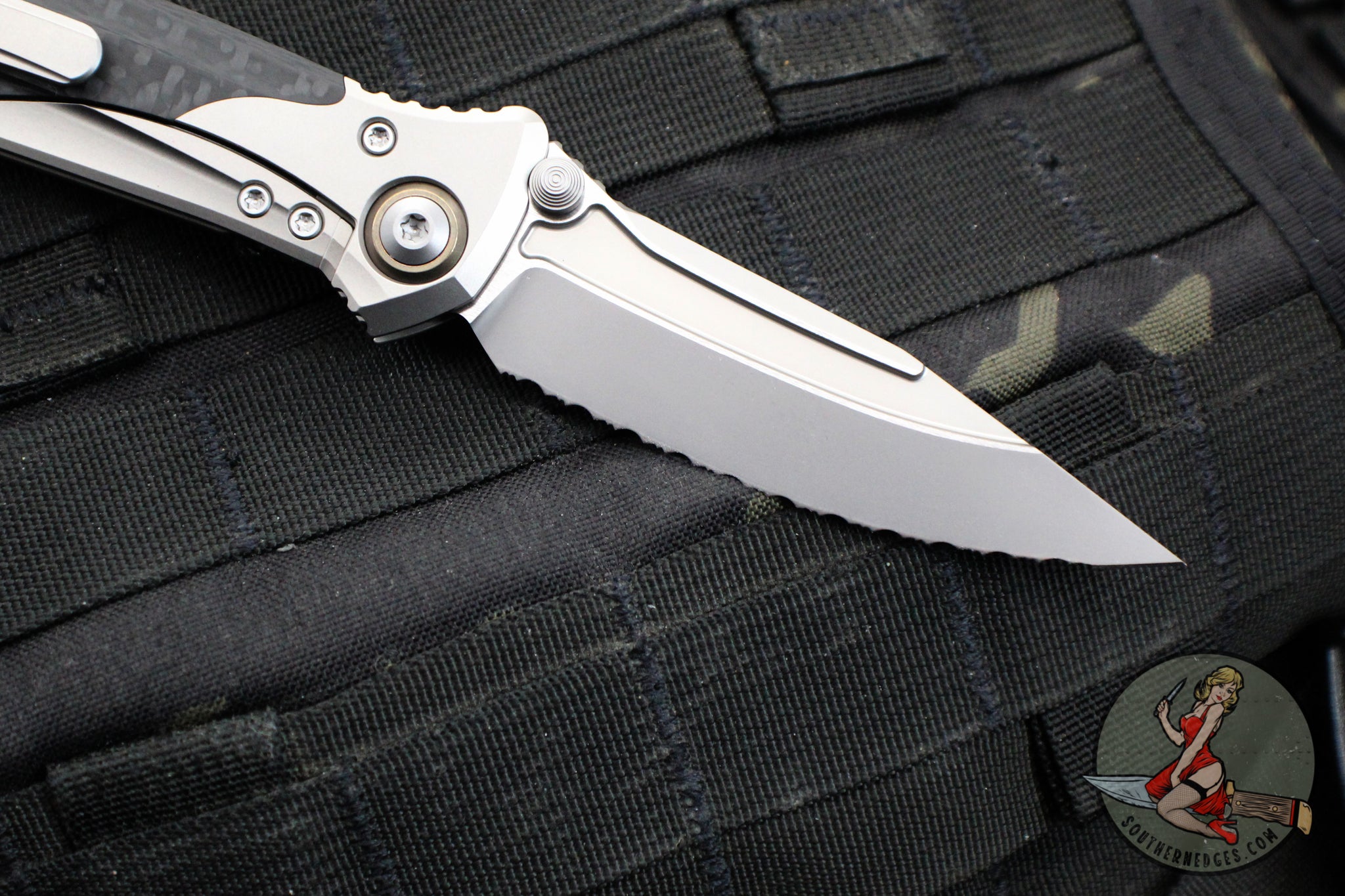 Microtech Socom Bravo- MINI- Single Edge- Bead Blast Finish Titanium H ...