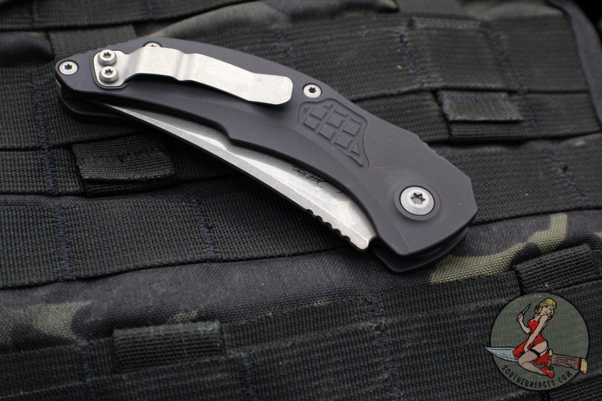 Microtech Brachial Auto OTS - Single Edge- Black Handle- Apocalyptic B ...