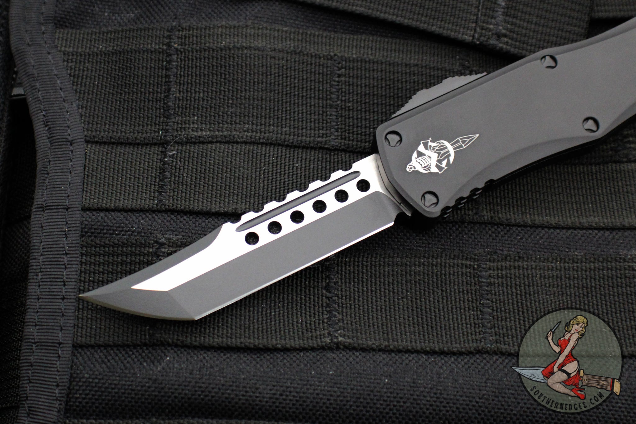 Microtech Hera OTF Knife- Hellhound Edge- Tactical- Black Handle- Blac | Southern Edges