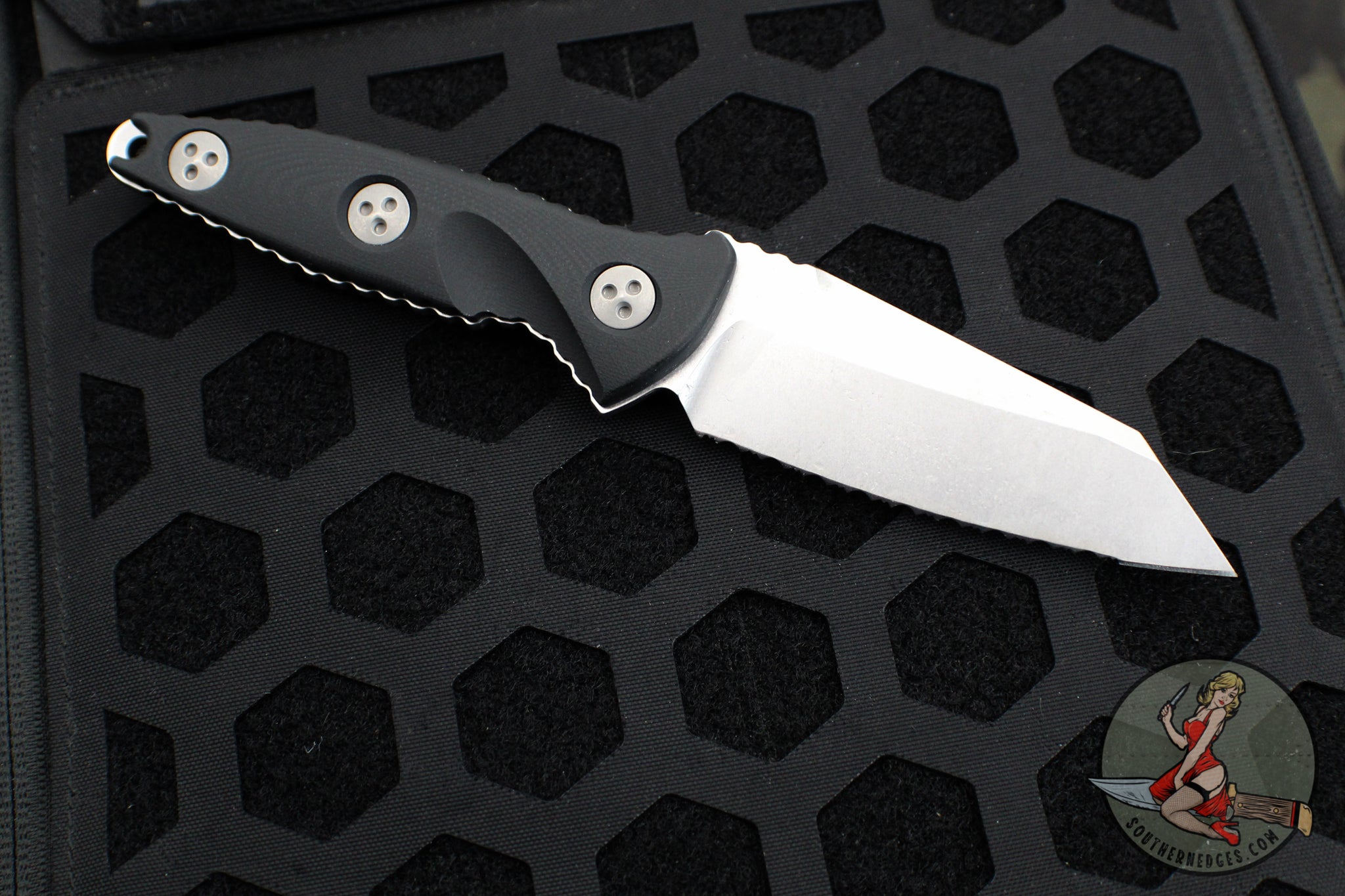 Microtech Socom Alpha- Mini- Warcom Edge- Stonewash Full Serrated Edge ...