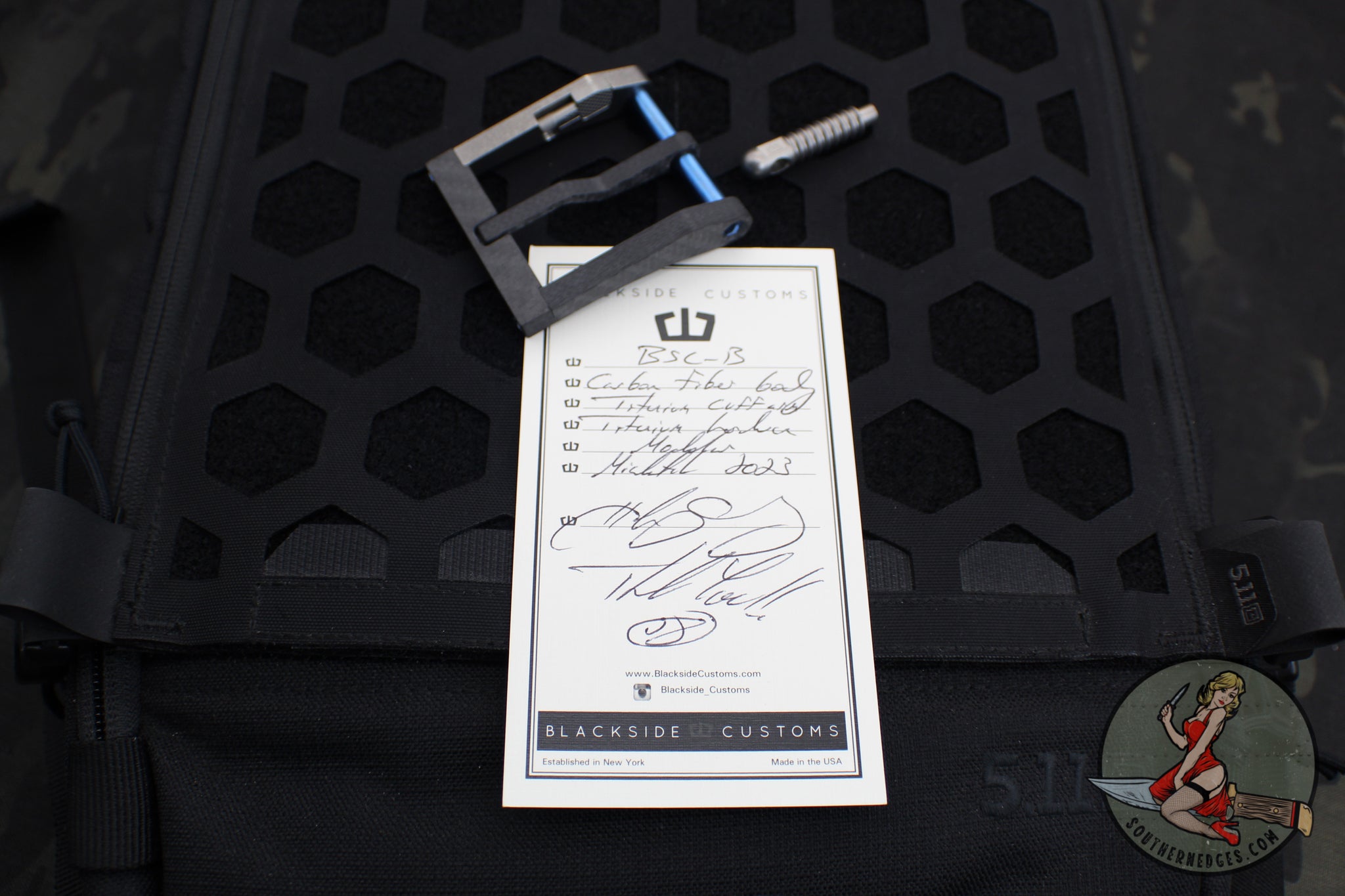 Blackside Customs Modular Belt Buckle- Carbon Fiber with Blue Titanium ...