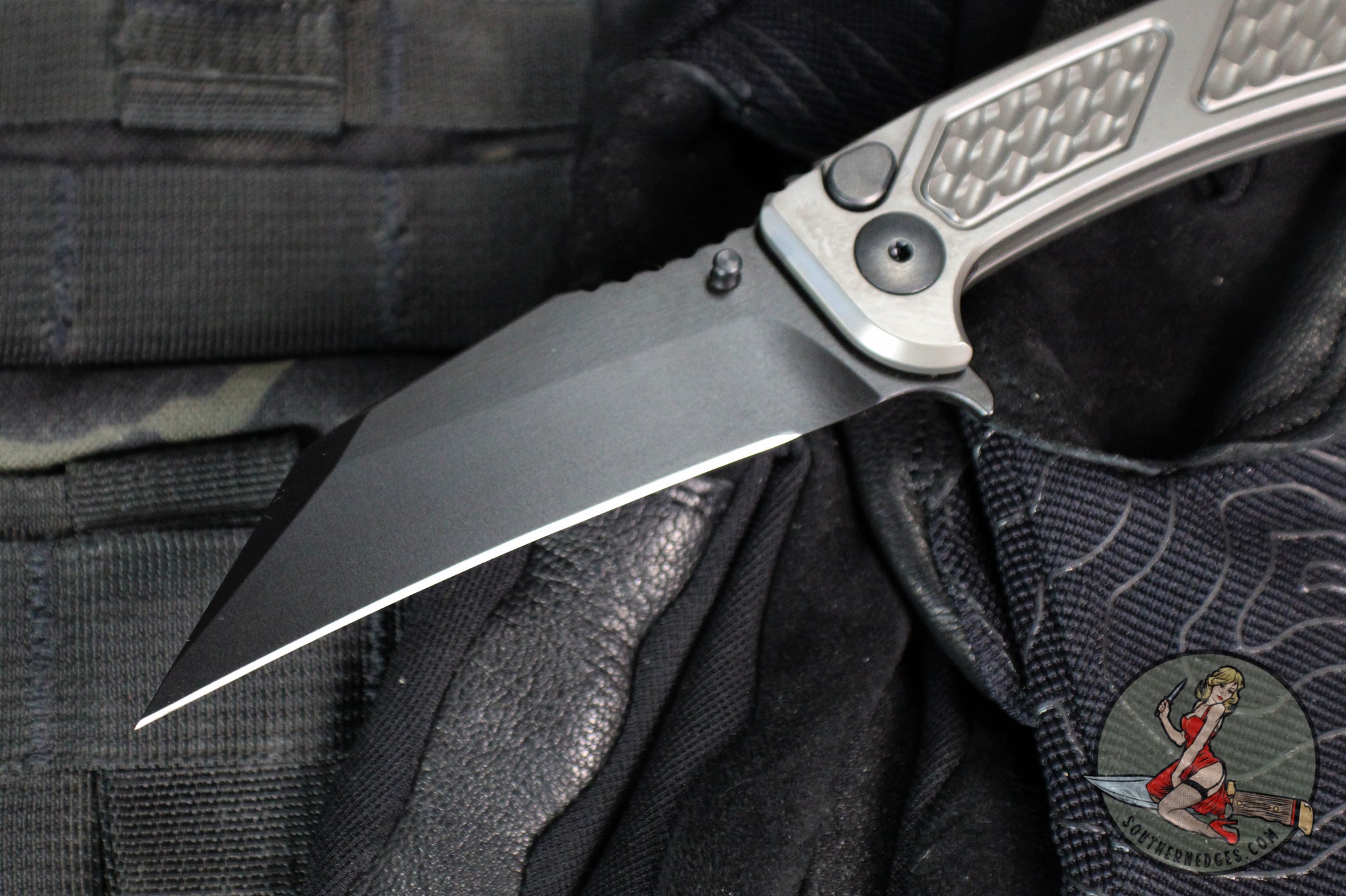 Half Face Blades- SHPOS Folder/Flipper- Monolithic Titanium Handle- Bl ...