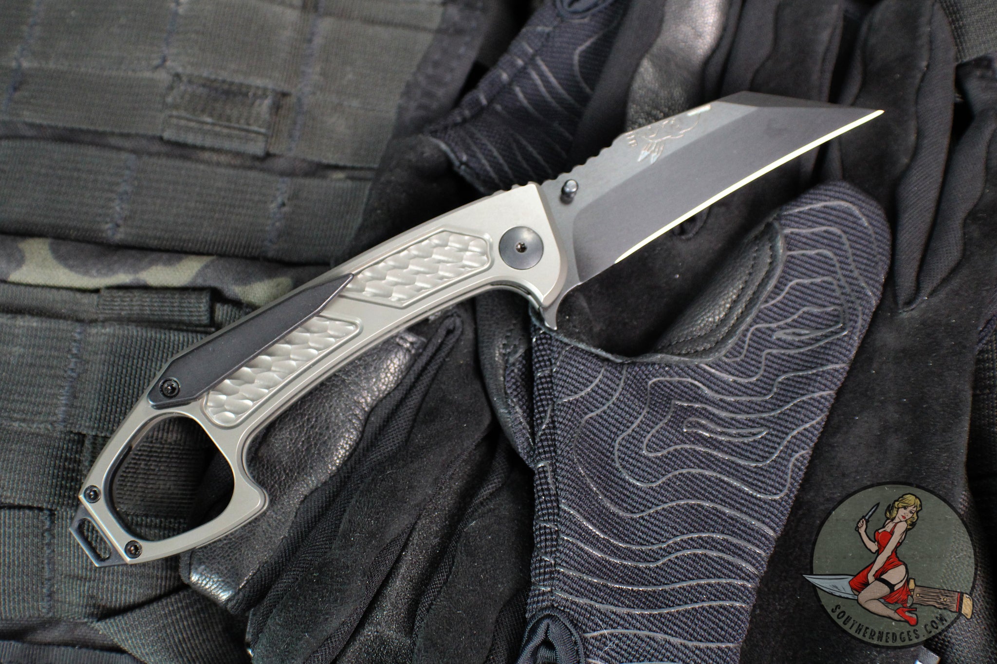 Half Face Blades- SHPOS Folder/Flipper- Monolithic Titanium Handle- Bl ...