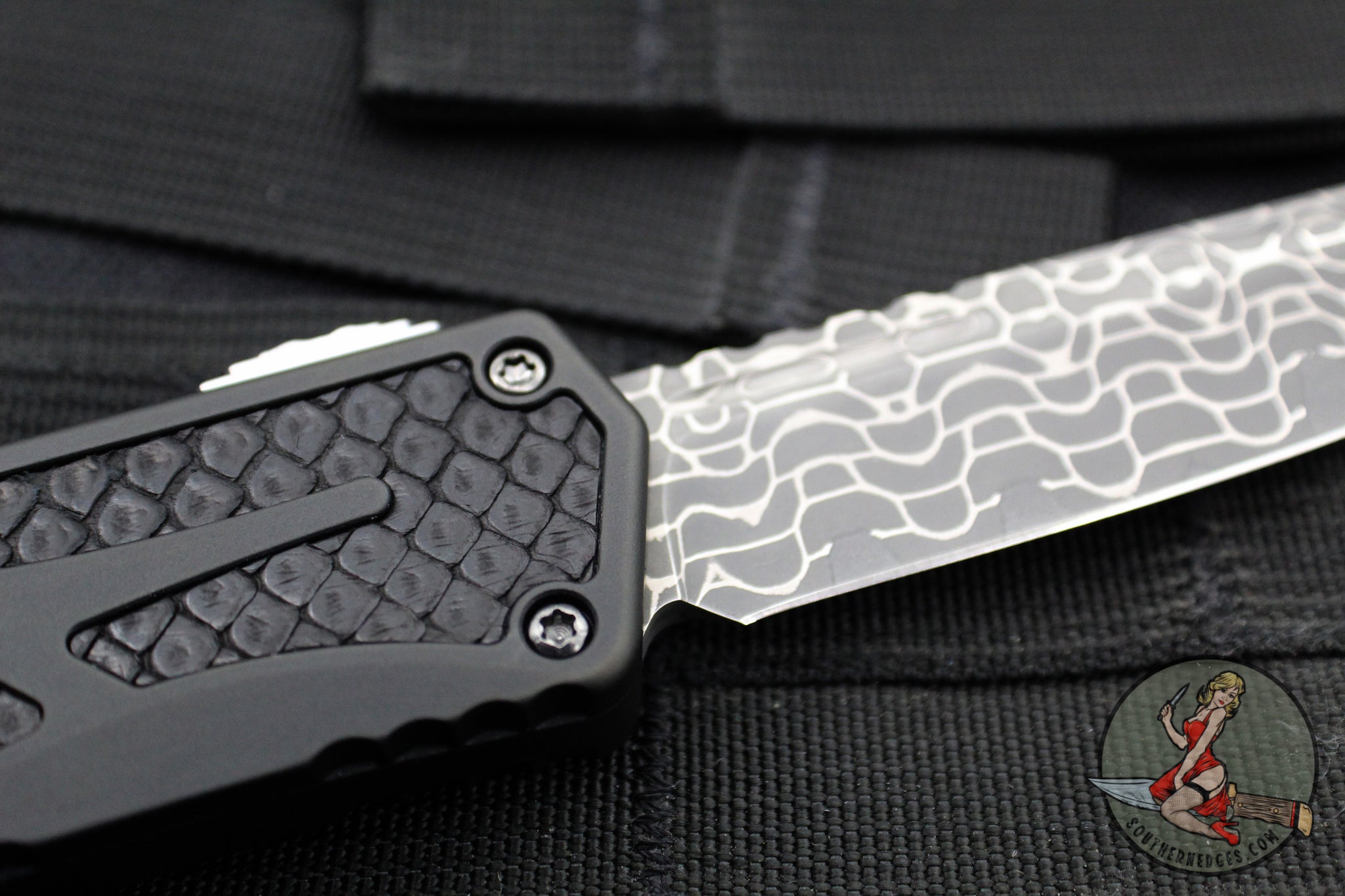 Heretic Custom Colossus OTF Auto- Clip Point- Black with Black Python ...