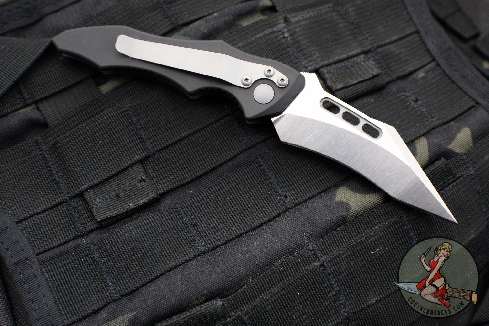 Vintage 2002 Microtech Vector- Auto- Black Handle- Satin Blade ...