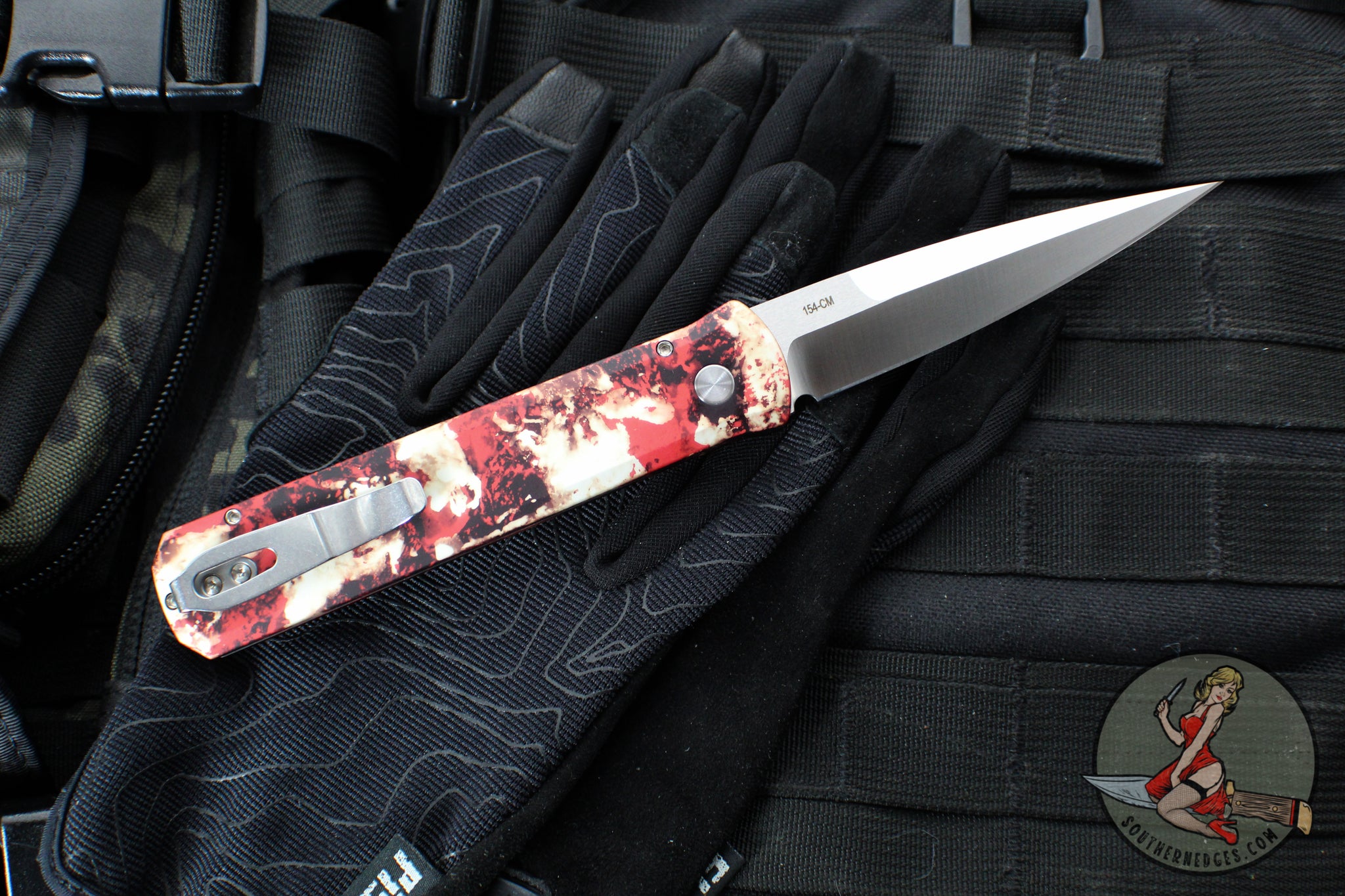 Protech Godfather Out The Side (OTS) Knife- Crimson Tiger Camo Anodize | Southern Edges