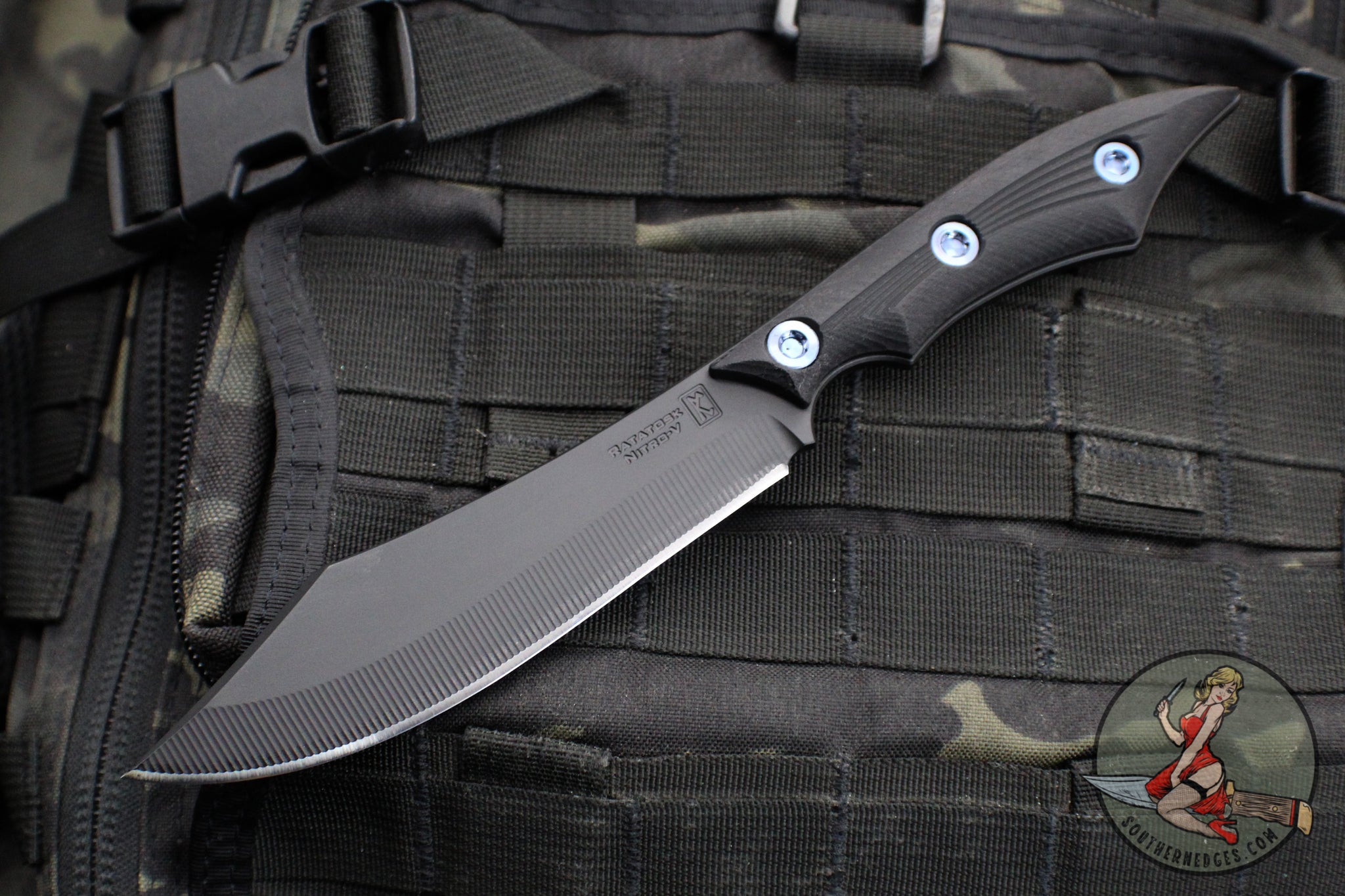 RMJ Tactical- Ratatosk Fixed Blade Knife- Black G-10 Scale- Graphite B ...