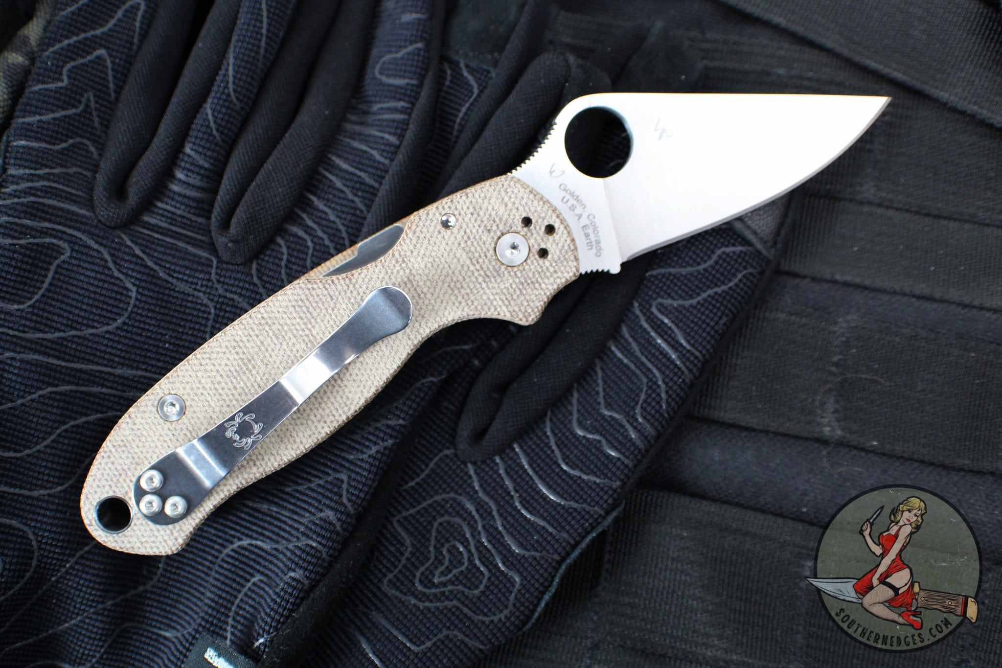 Spyderco Para 3 Folder- Brown Canvas Micarta Handle- Satin CPM CRU-WEA ...