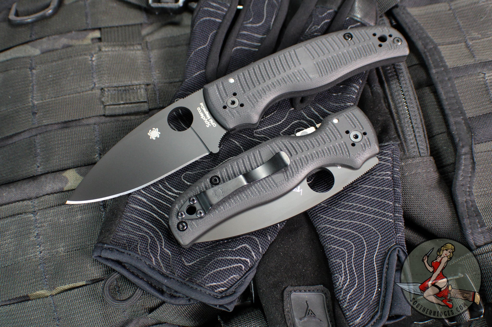 Spyderco Shaman- Compression Lock- Drop Point- Salt Edition- Black G-1 ...