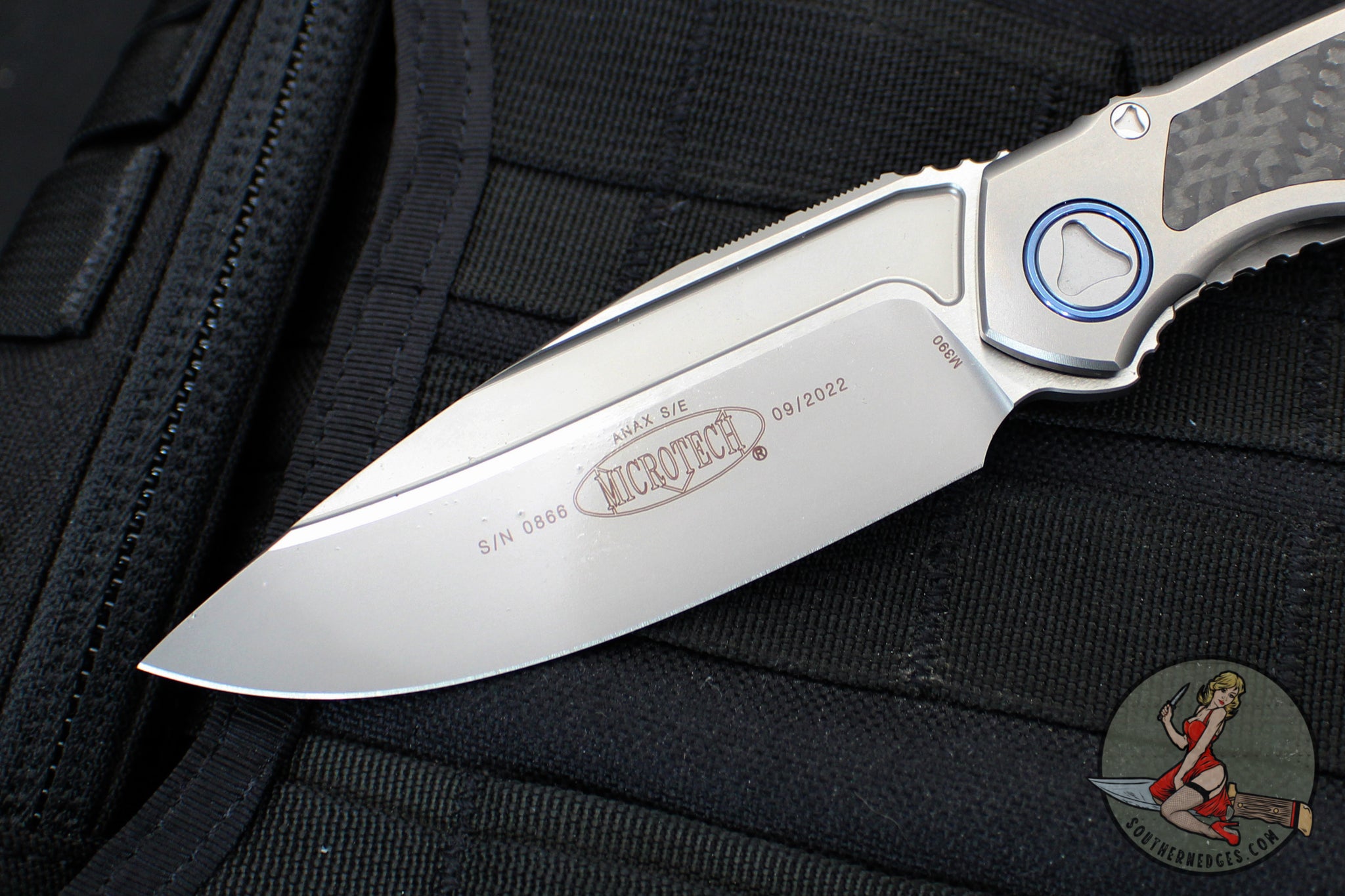 Microtech Anax- Bead Blast Single Edge- Bead Blast Finish Titanium Han ...