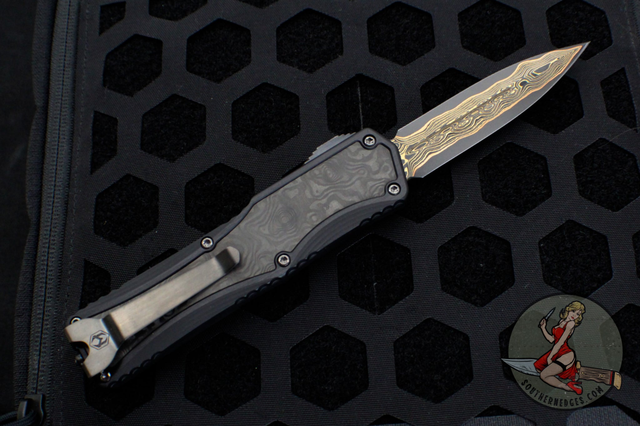 Heretic Custom Colossus OTF Auto- Double Edge- Black with Fat Carbon B ...