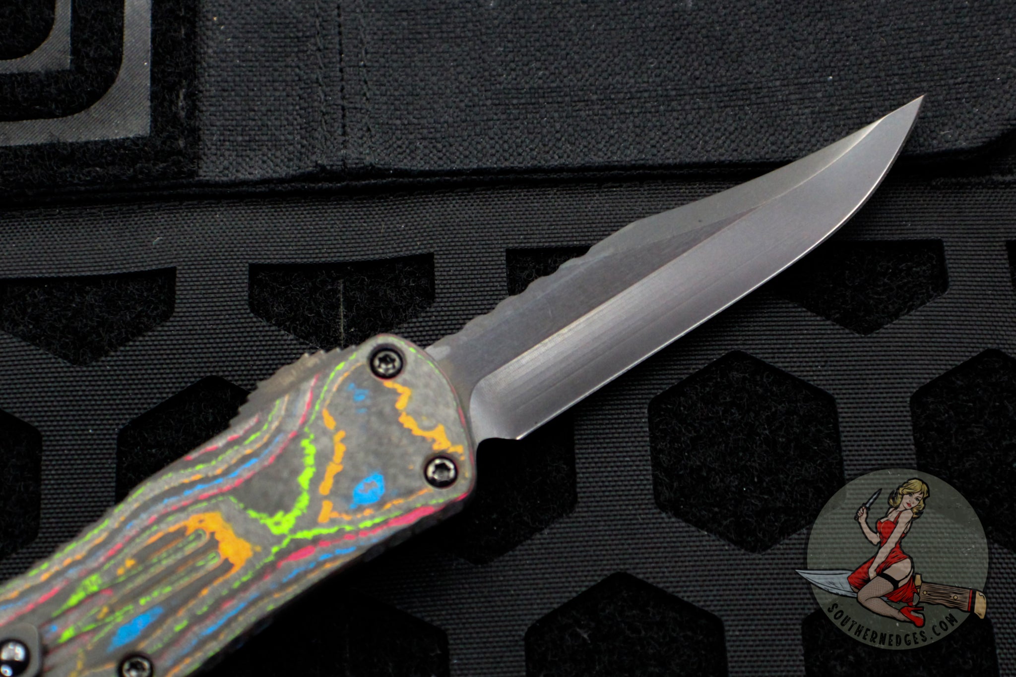 Heretic Manticore-E OTF Auto Bowie Edge Awesome 80's Camo Carbon Fiber ...