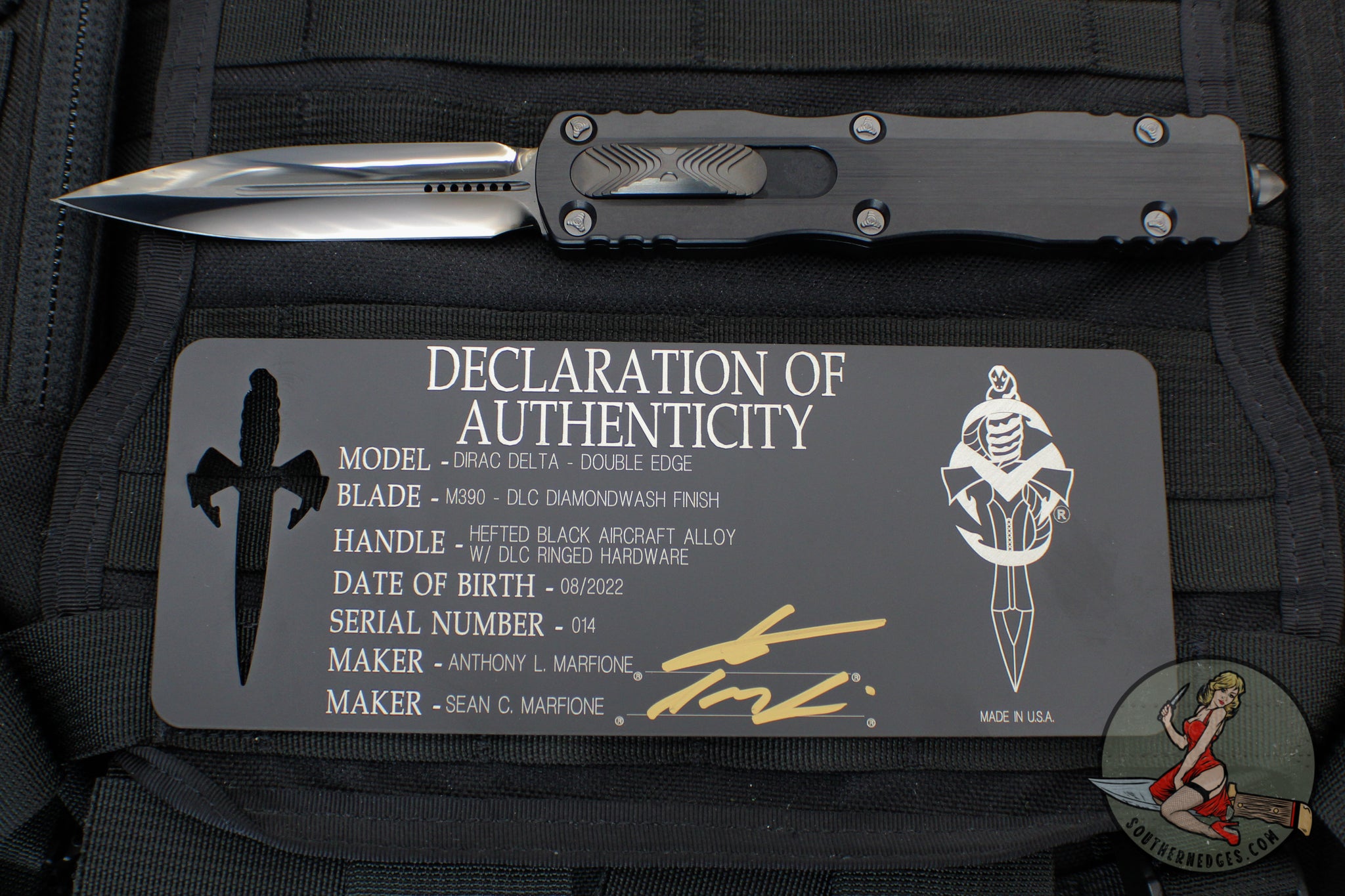 Marfione Custom Dirac Delta- Double Edge- Black DLC Diamondwash Blade ...
