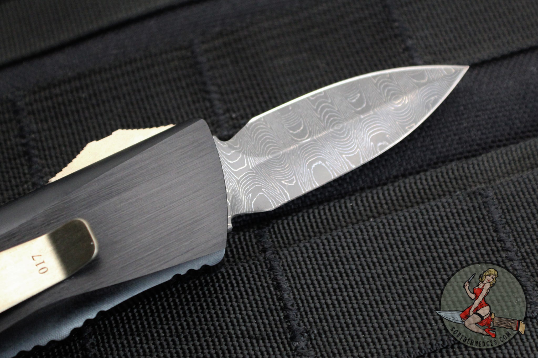 Marfione Custom Mini Troodon- Double Edge Spike Grind- Black Handle wi ...